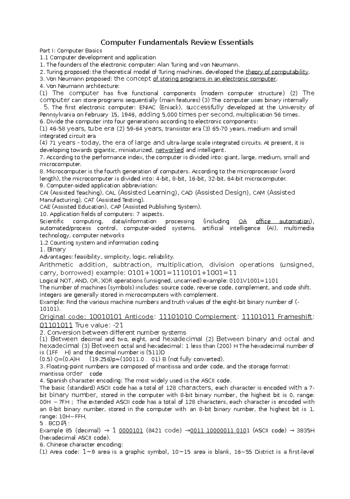 Computer Fundamentals Review Essentials Turing Proposed The Theoretical Model Of Turing 
