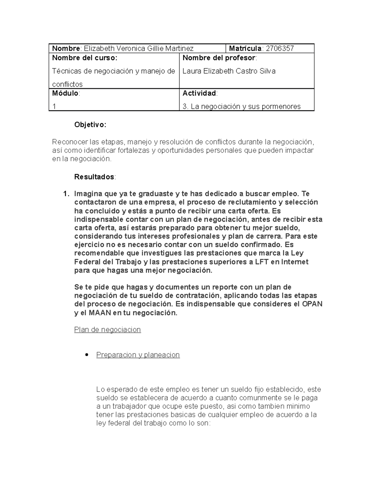 Actividad 3 Tecnicas De Negociacion Y Manejo De Conflictos Nombre