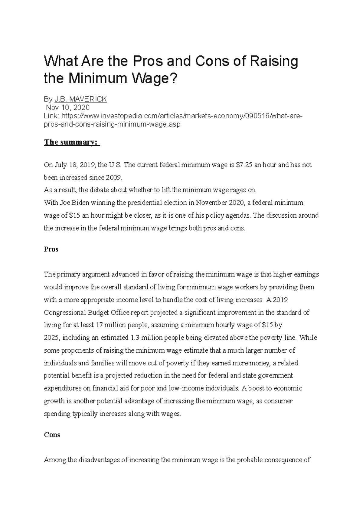 BUS 1103 Learning Journal Unit 2 - What Are the Pros and Cons of ...