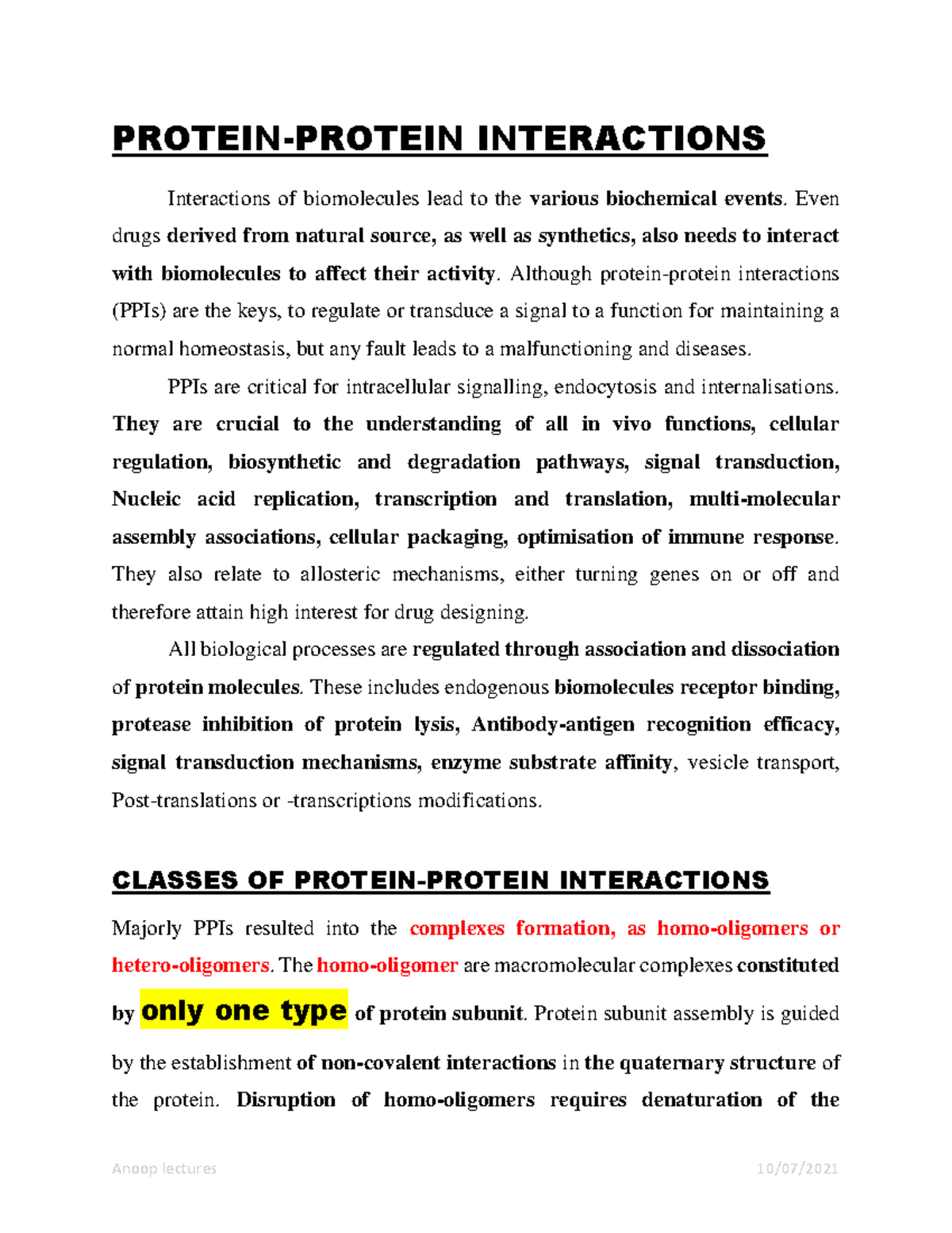 Protein-protein interaction - PROTEIN-PROTEIN INTERACTIONS Interactions ...