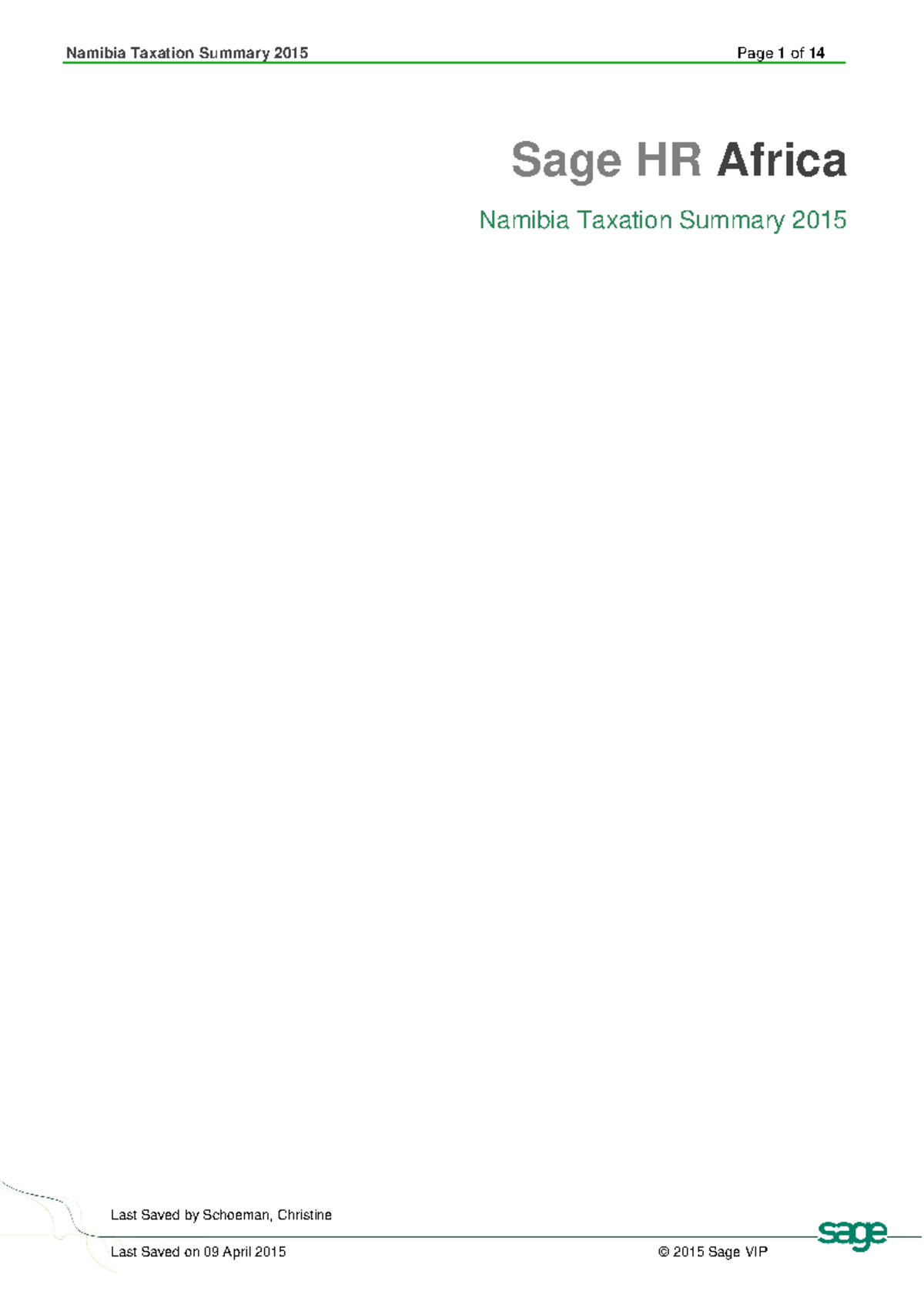 Namibia Taxation Summary - 2015 - Last Saved by Schoeman, Christine ...