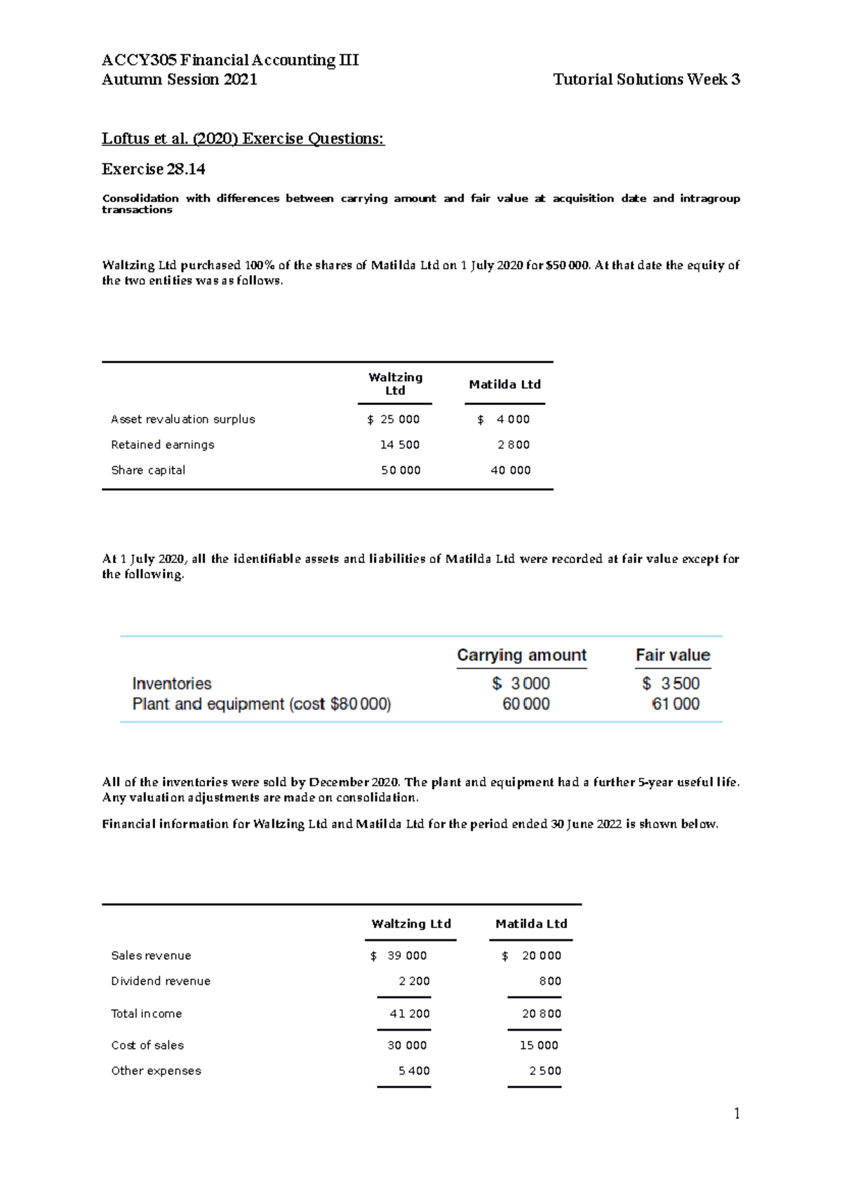 Week 3- Tutorial solutions - Autumn Session 2021 Tutorial Solutions ...