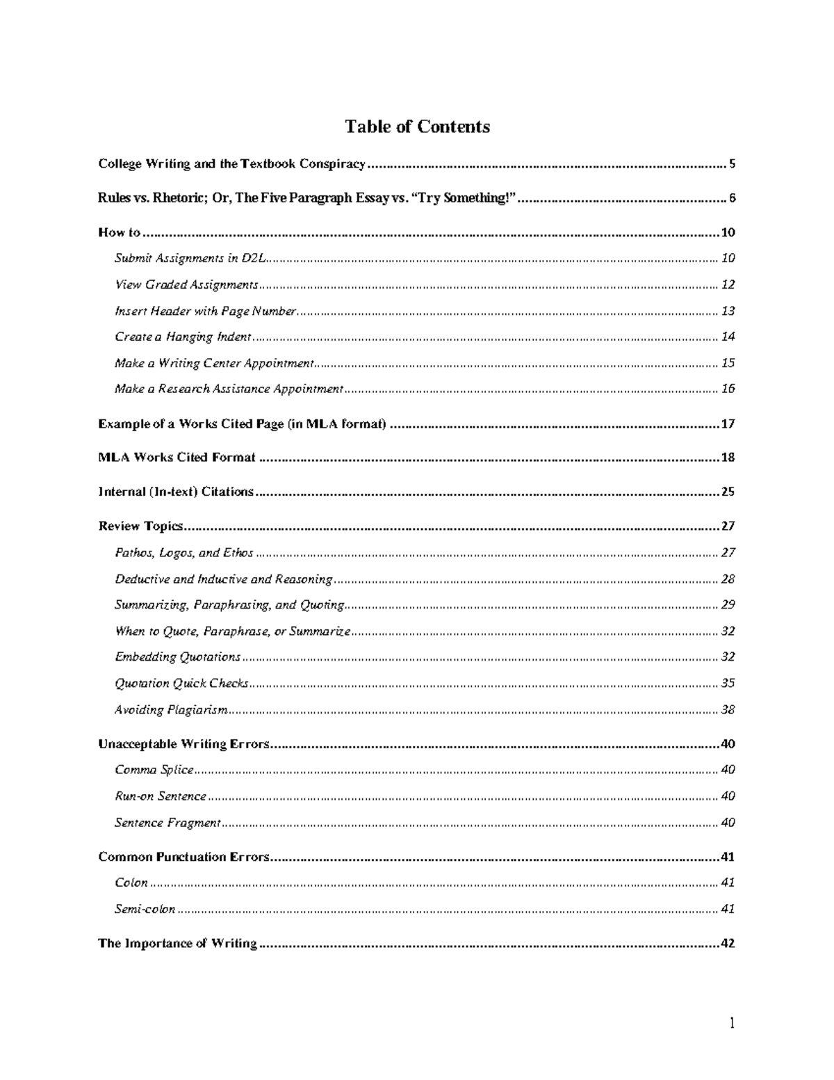 Coursepack FA22 - helpful ways to better your writing - Table of ...