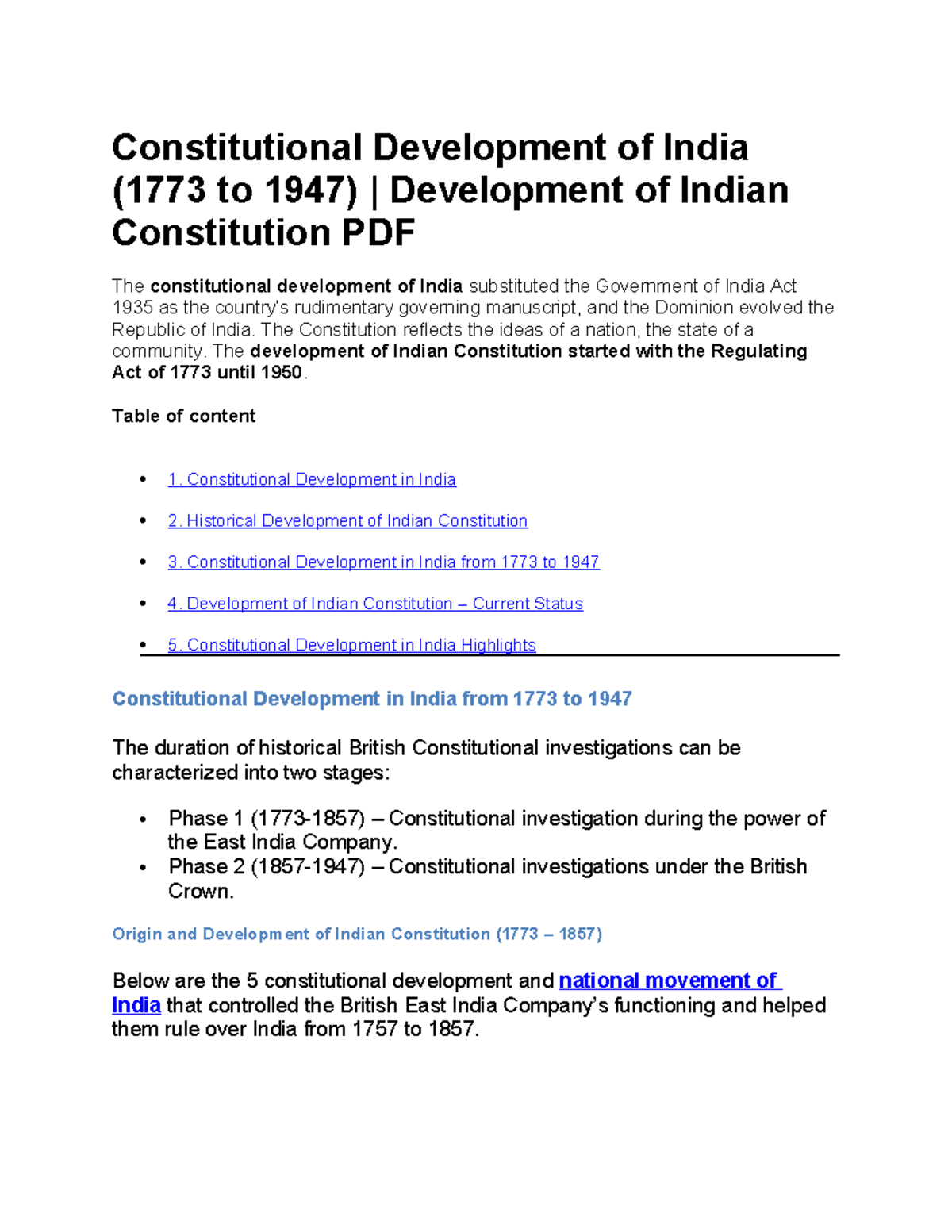 CNI - CNi - Constitutional Development of India (1773 to 1947 ...