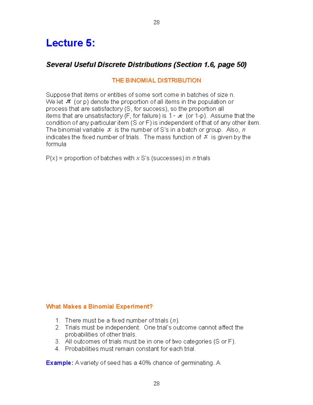 Lec5 - Lecture notes 5 - Lecture 5: Several Useful Discrete ...