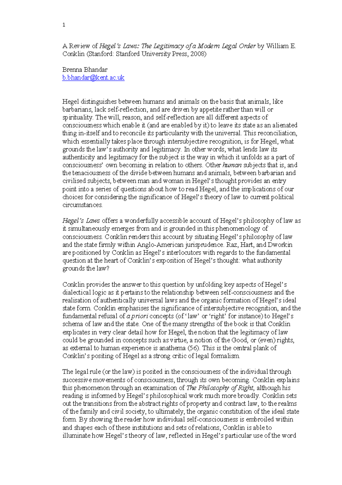 A Review of Hegel's Laws Repository - A Review of Hegel’s Laws: The ...