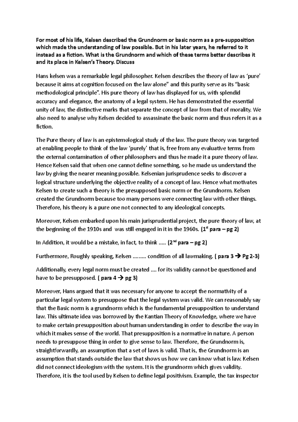 H.work - Hans Kelsen - For most of his life, Kelsen described the ...