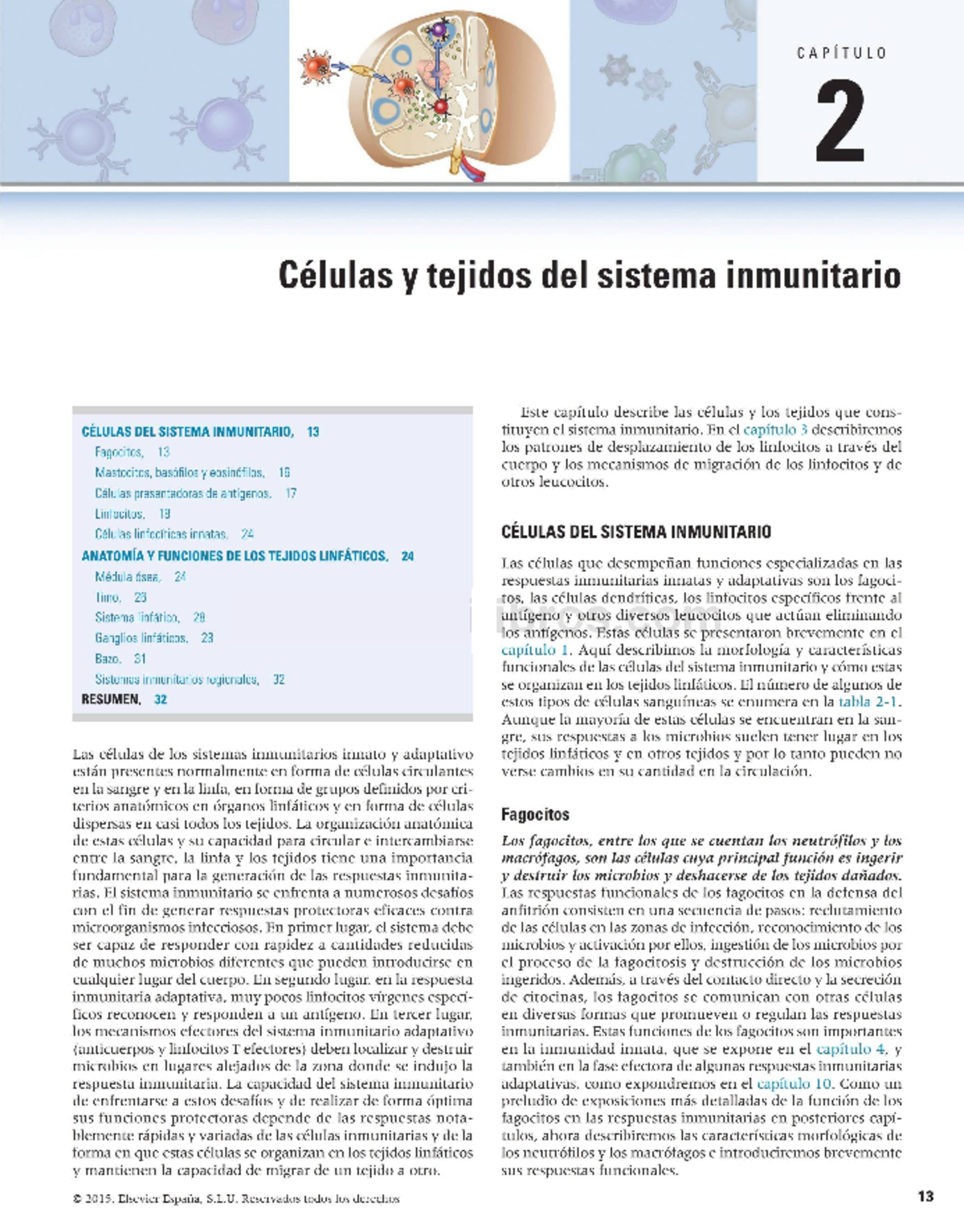 2.Celulas y Tejidos del Sistema Inmunitario - C A P I T U L O 2 Células y tejidos del sistema ...
