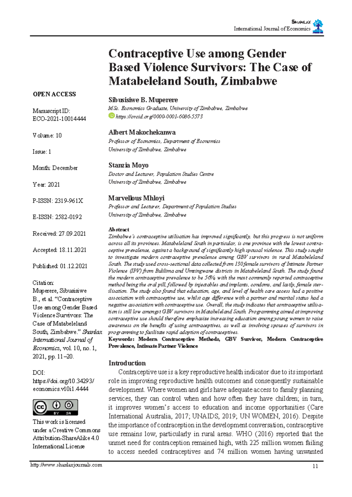Contraceptive Use among Gender Based Vio - International Journal of ...