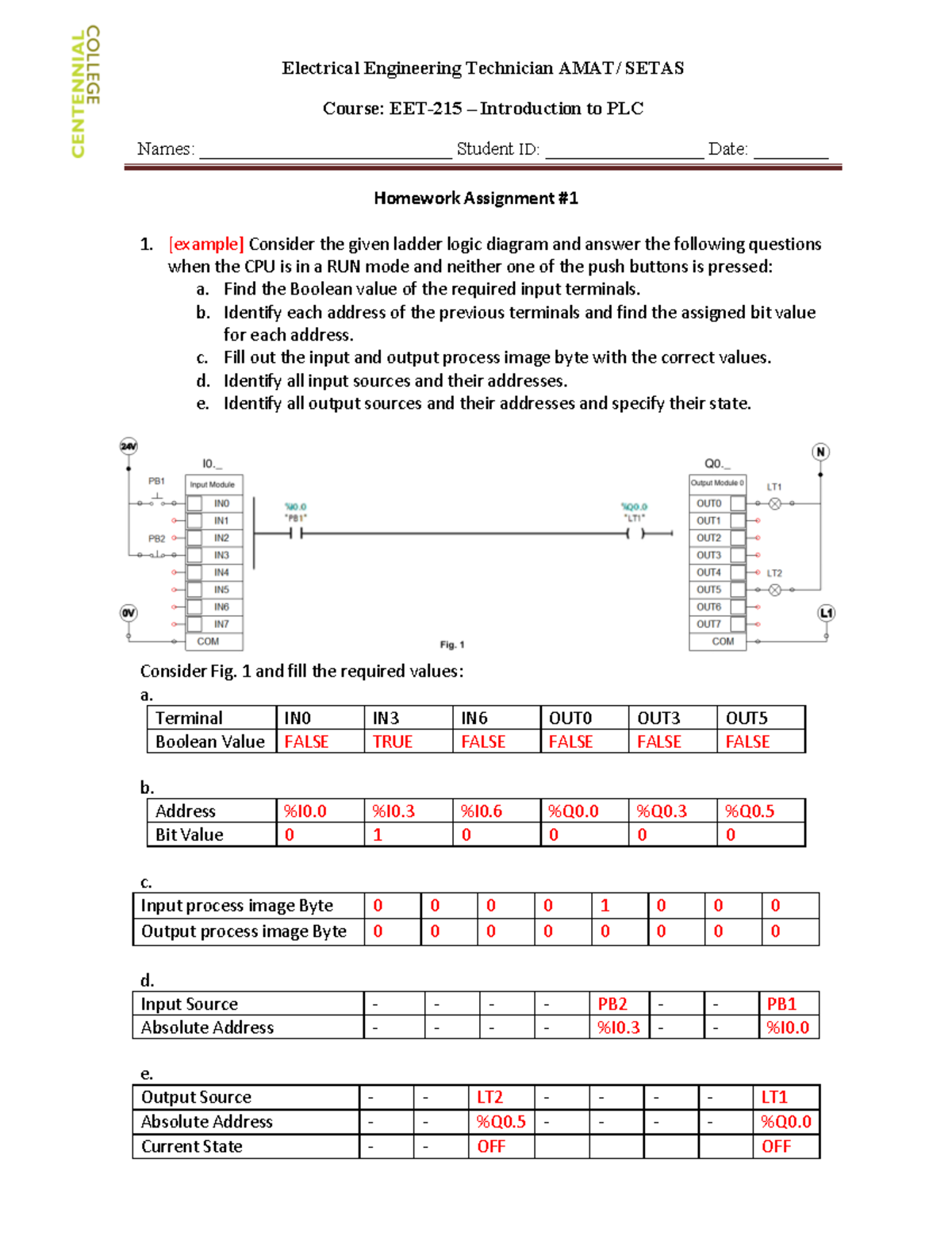 Assignment 1 - Yycfvv - Electrical Engineering Technician AMAT/ SETAS ...