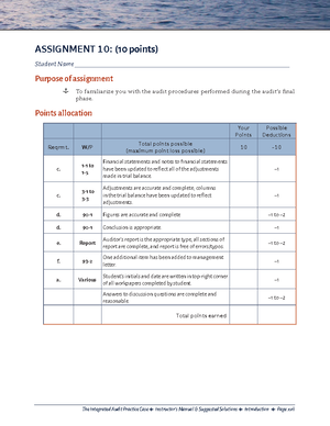 Audit Practice Case 6 Solution - The Integrated Audit Practice Case O ...