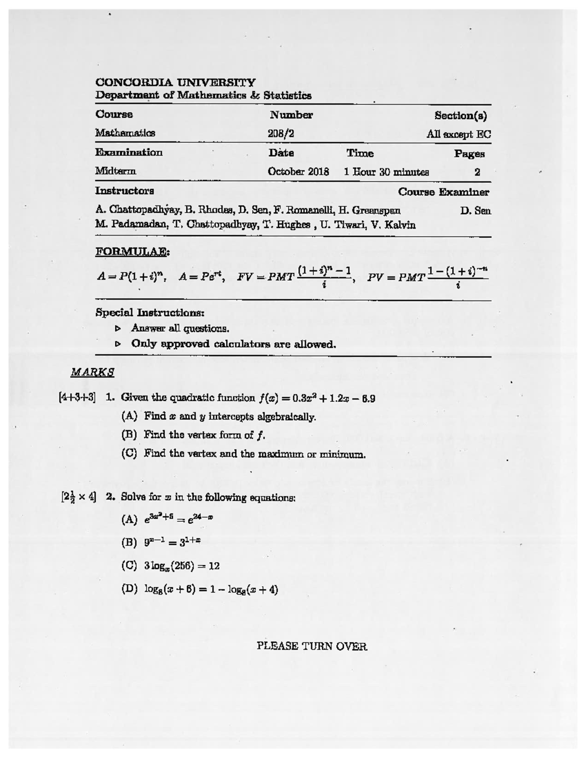 Midterm exam October Fall 2018, questions - CON CORDIA UNIVERSITY ...