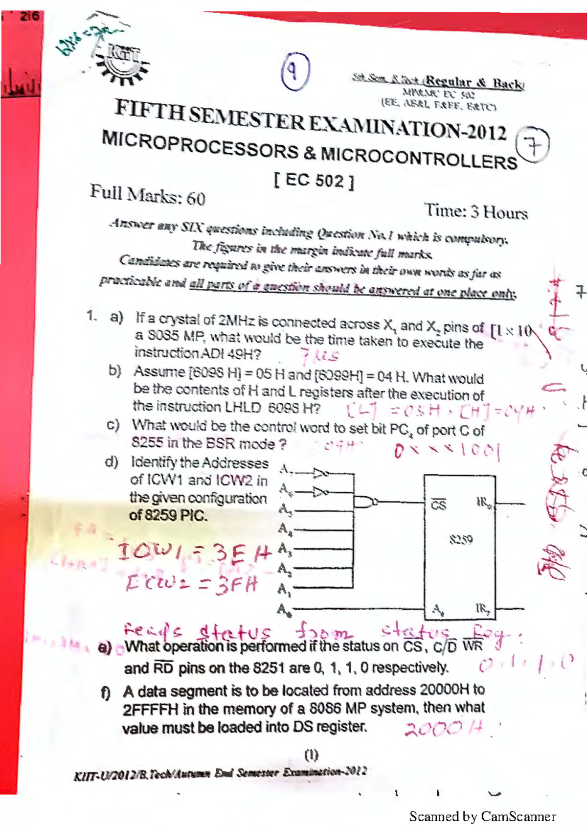 Question Answers - Microprocessors And Microcontrollers - KIIT University - Studocu
