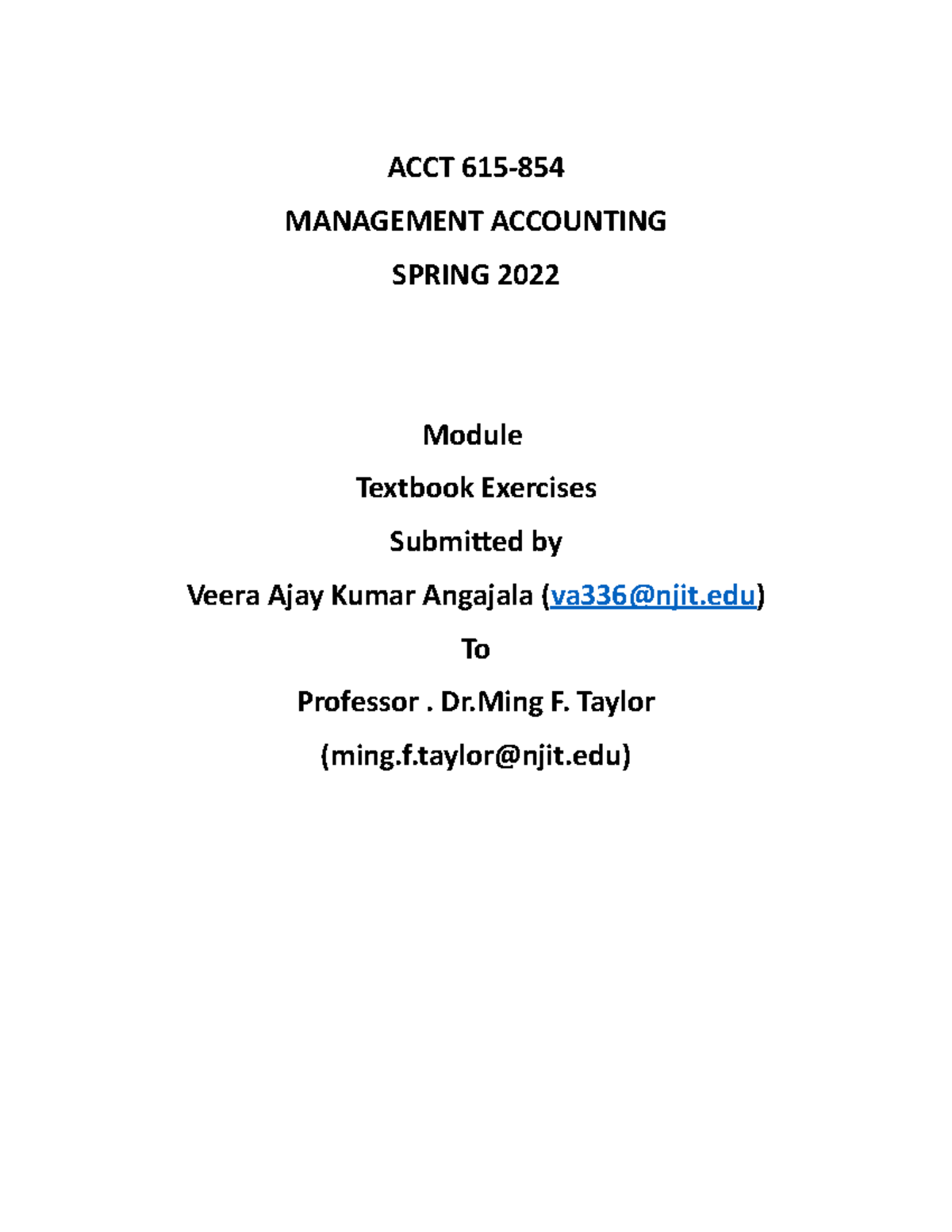 ACCT textbook E 2 - assignment 2 - ACCT 615- MANAGEMENT ACCOUNTING ...