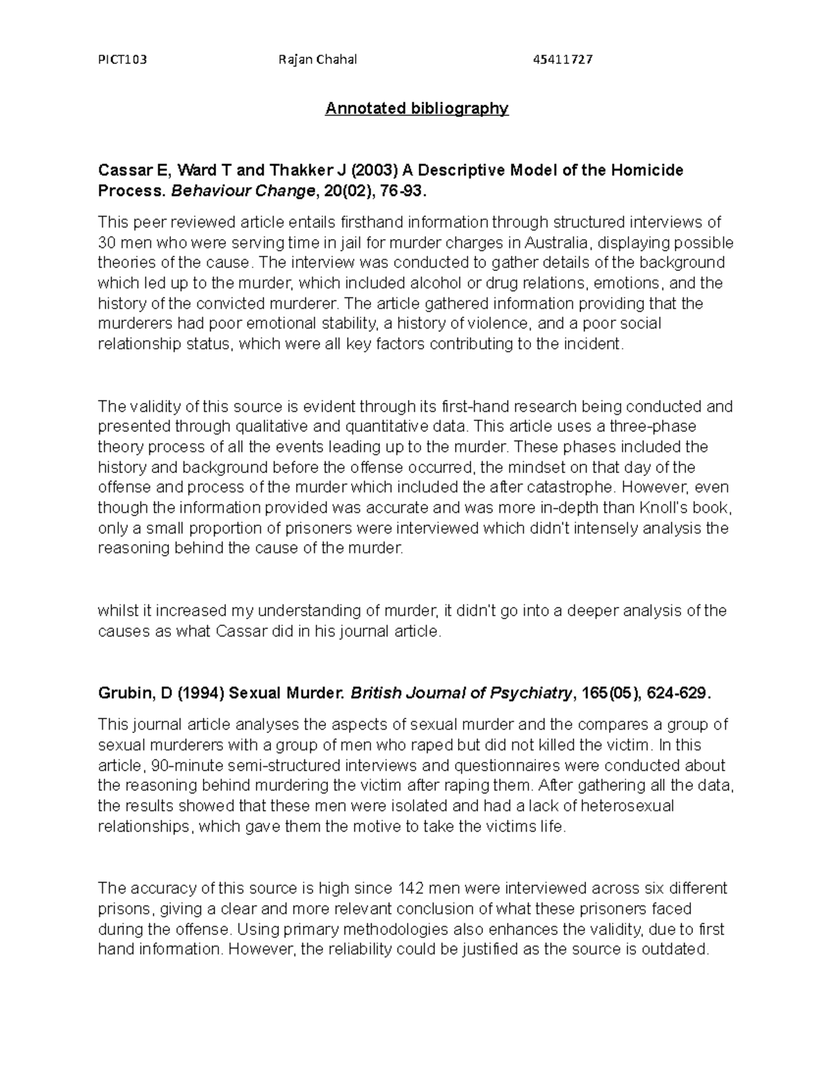 Annotation assignment - PICT103 Rajan Chahal 45411727 Annotated ...