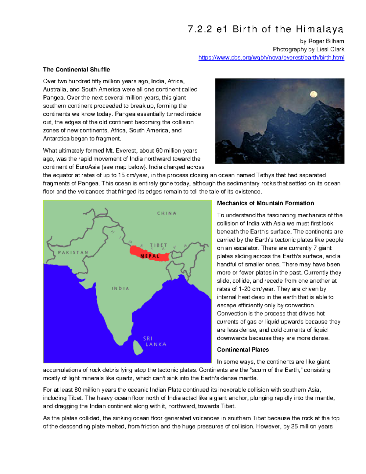 7.2.2 e1 Birth of the Himalaya - 7.2 e1 Birth of the Himalaya by Roger ...