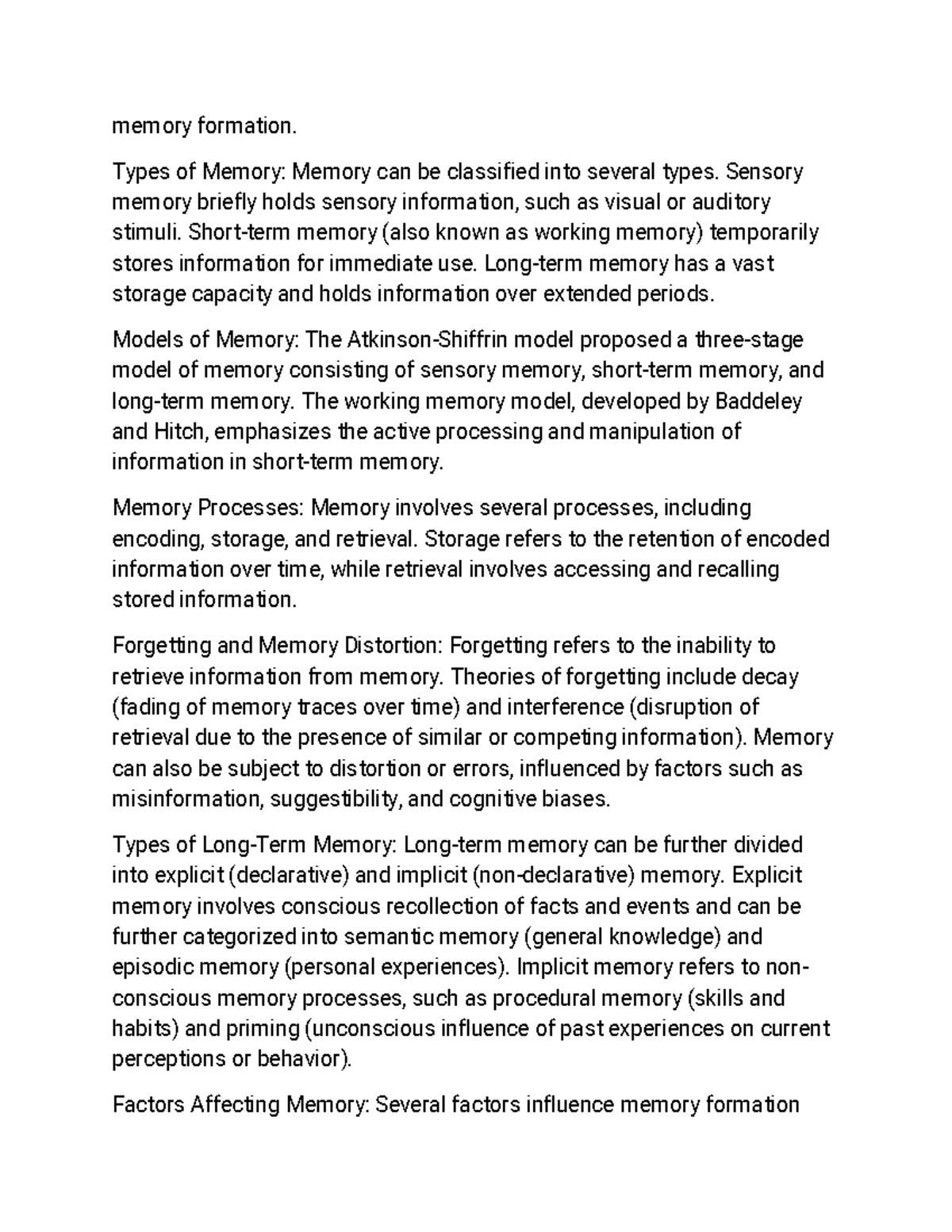 Introduction To Psychology-32 - memory formation. Types of Memory ...
