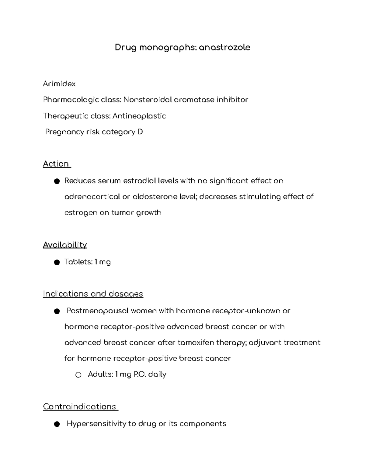 Drug monographs anastrozole - Drug monographs: anastrozole Arimidex ...