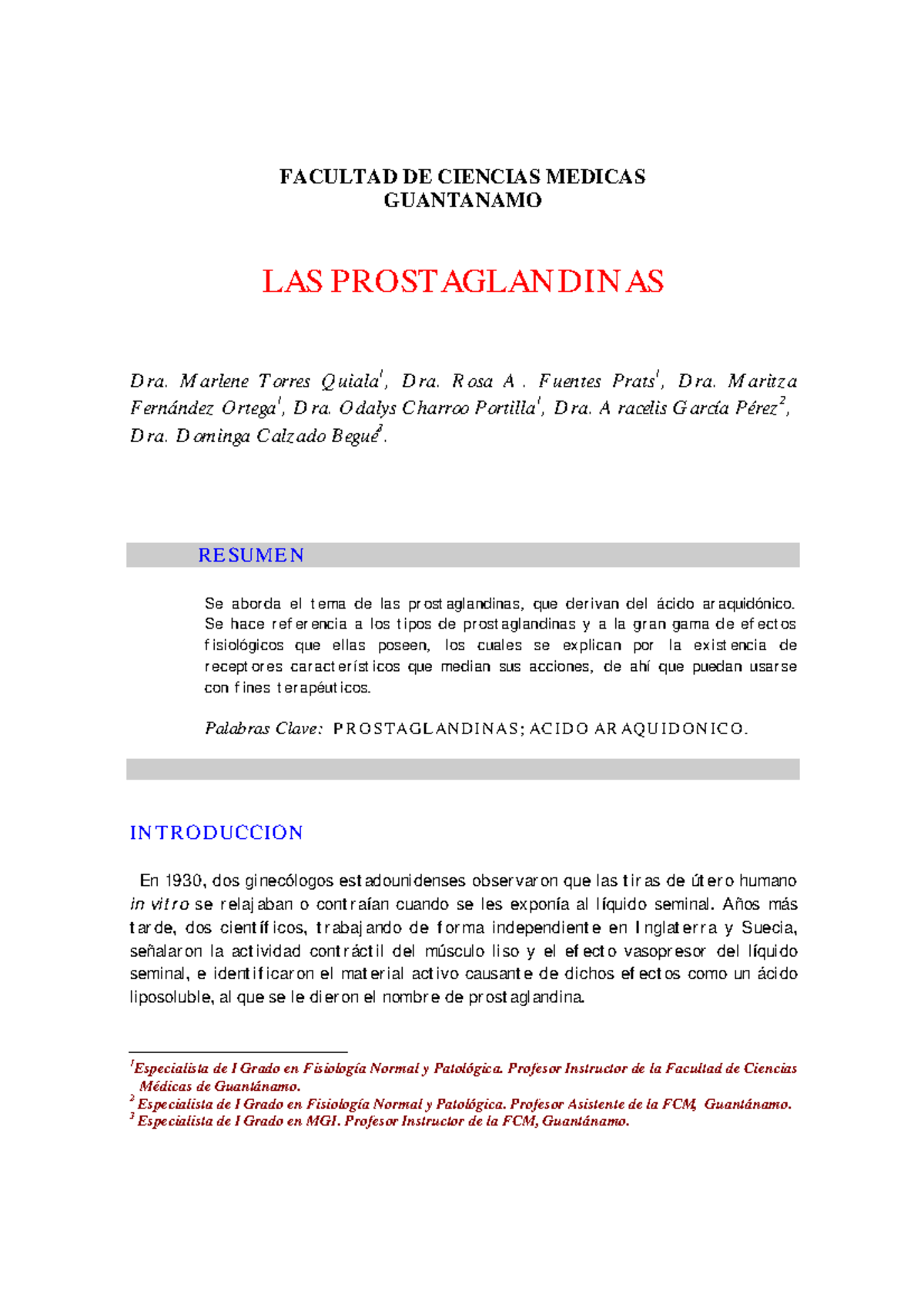 Dialnet-Las Prostaglandinas-6143822 - FACULTAD DE CIENCIAS MEDICAS ...