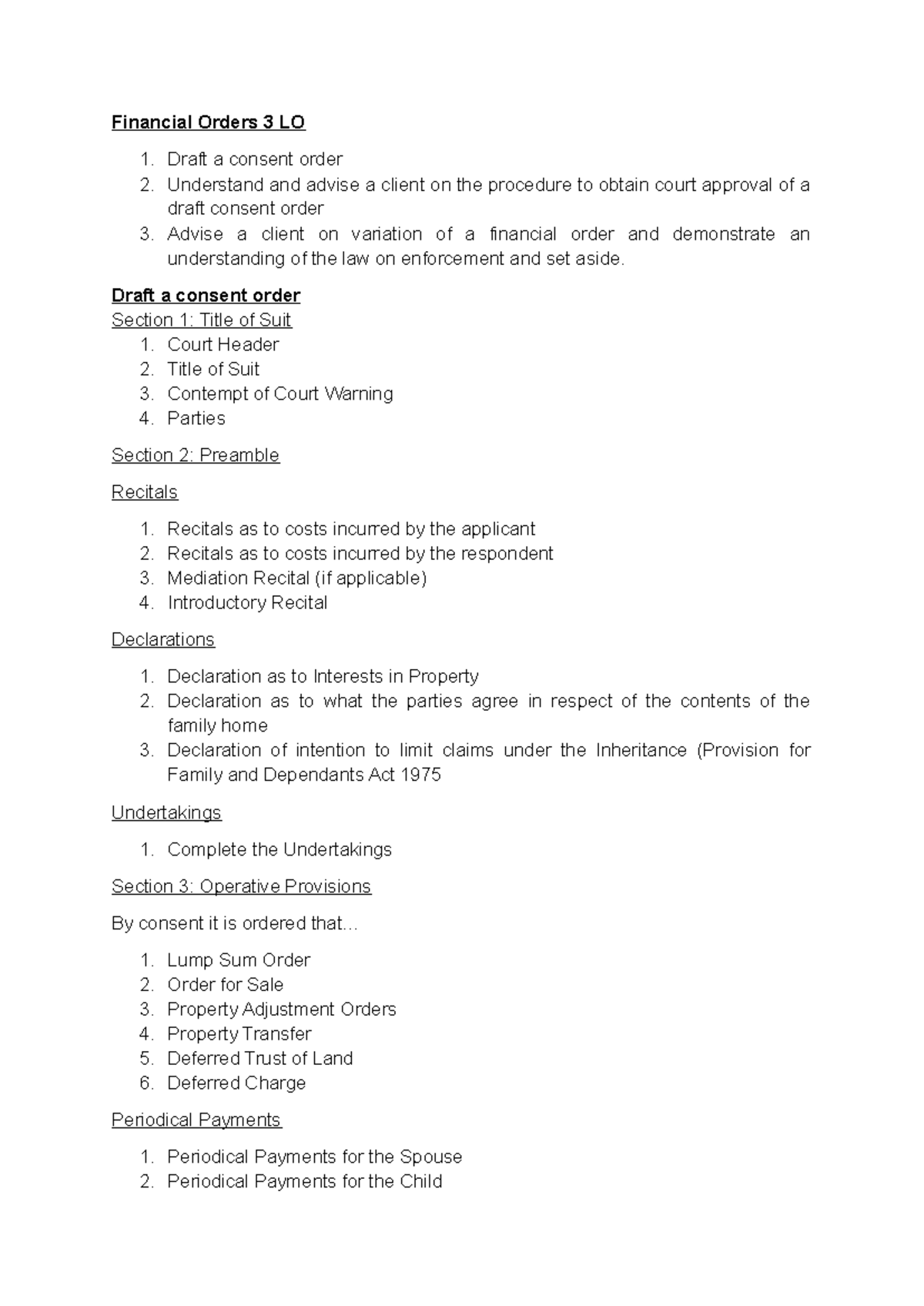 5. Financial Orders 3 LO - Financial Orders 3 LO 1. Draft a consent ...