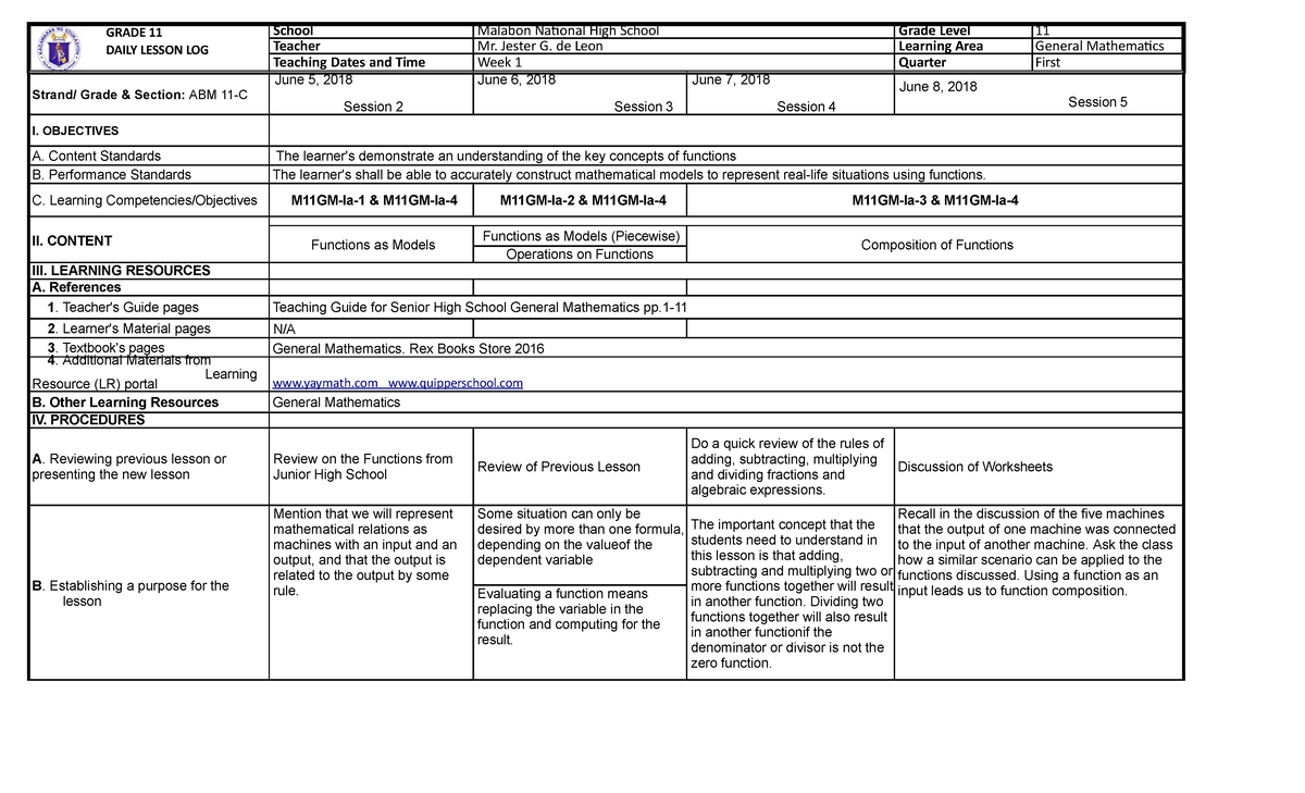 General math dll for shs more dll at depedtambayanphblogspotcom q1 week ...