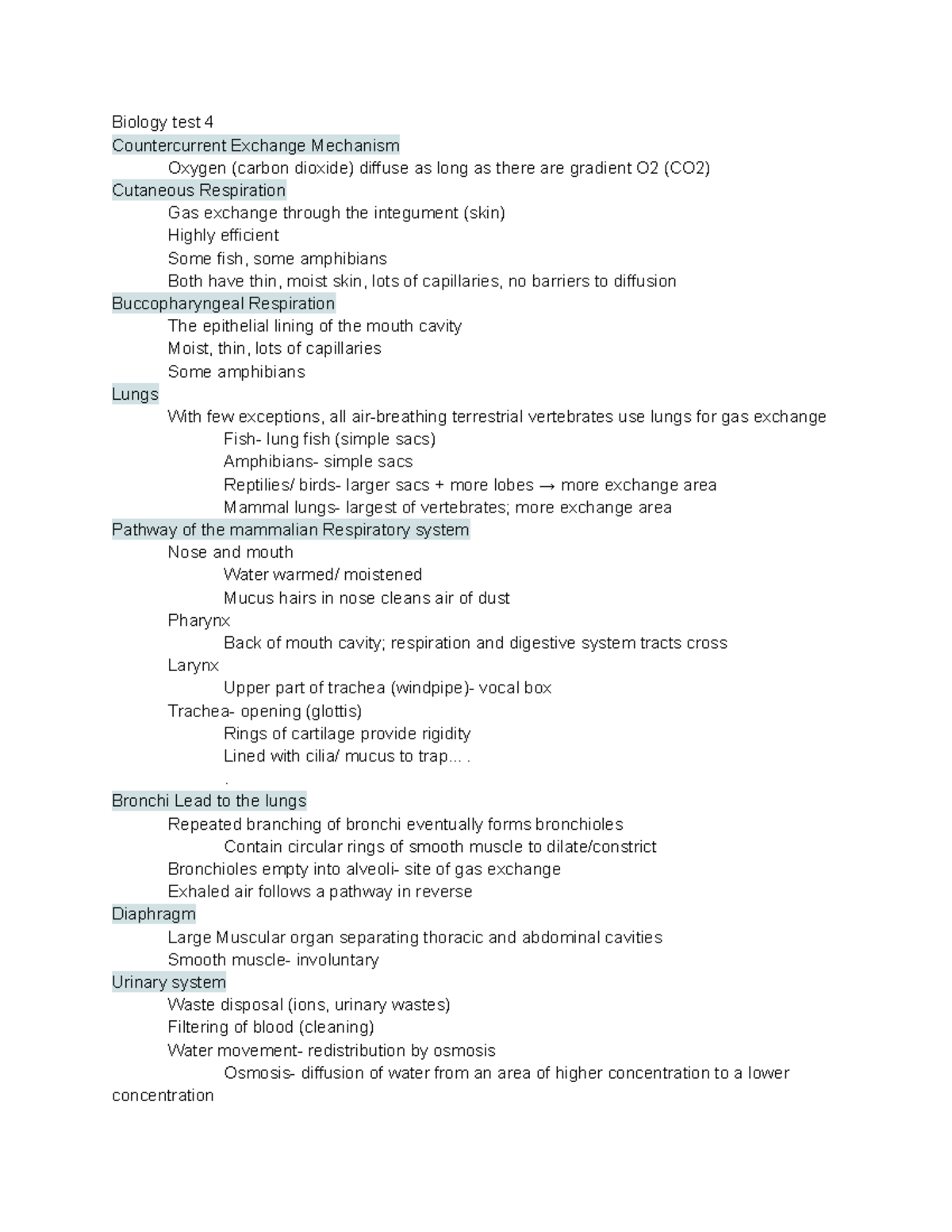 Biology 2 test 4 - These are the lecture notes for Dr. Tom Holder's ...