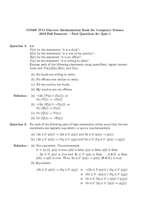 2 quiz-question-pool - Practise Quiz Questions - COMP 2711 Discrete Mathematical Tools for ...