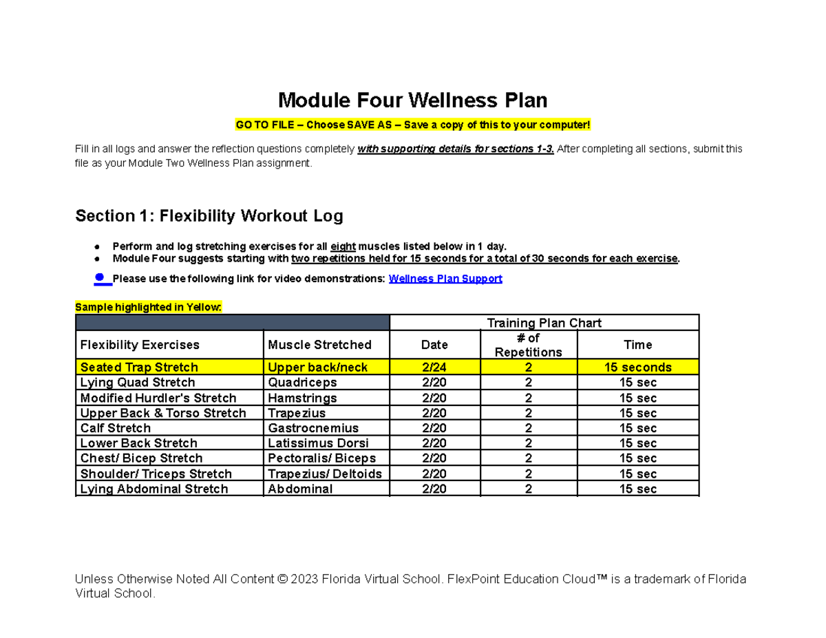 Copy of module four wellness plan - Module Four Wellness Plan GO TO ...