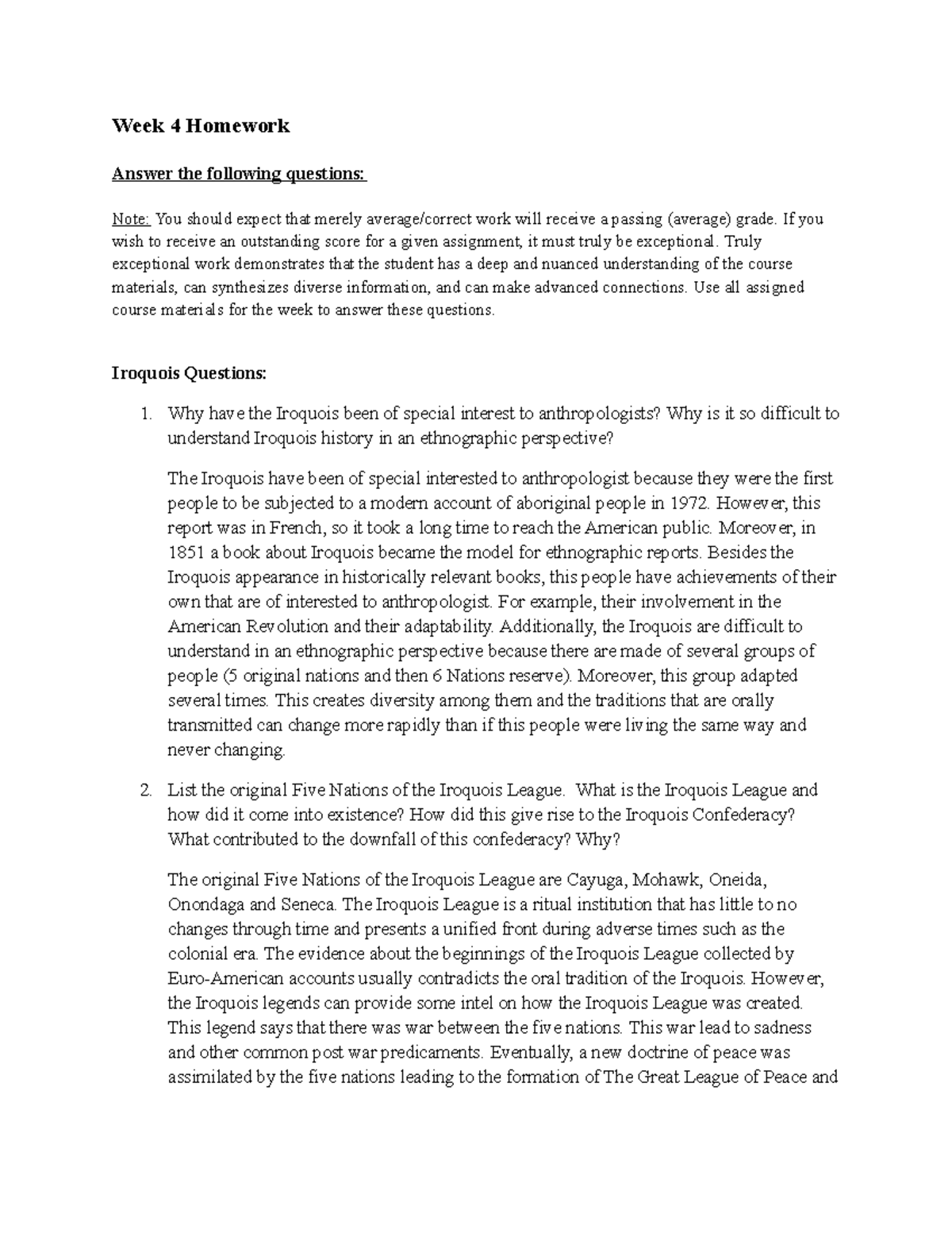 Week 4 Homework Assignment - Week 4 Homework Answer the following ...