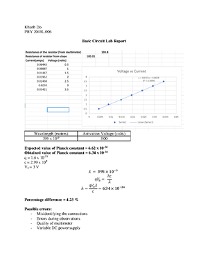 Simple Circuit Lab 3 - For Physics 2 Lab - Simple Circuit Lab report ...