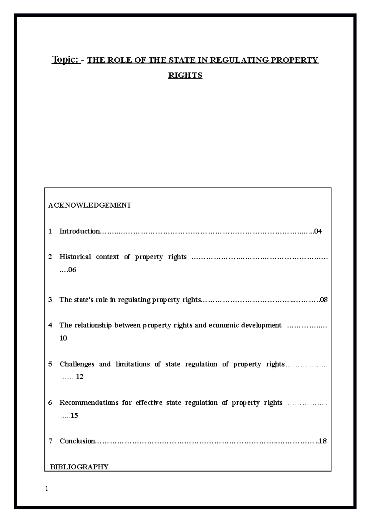 21191 Juris Project - Topic: - THE ROLE OF THE STATE IN REGULATING PROPERTY RIGHTS ...