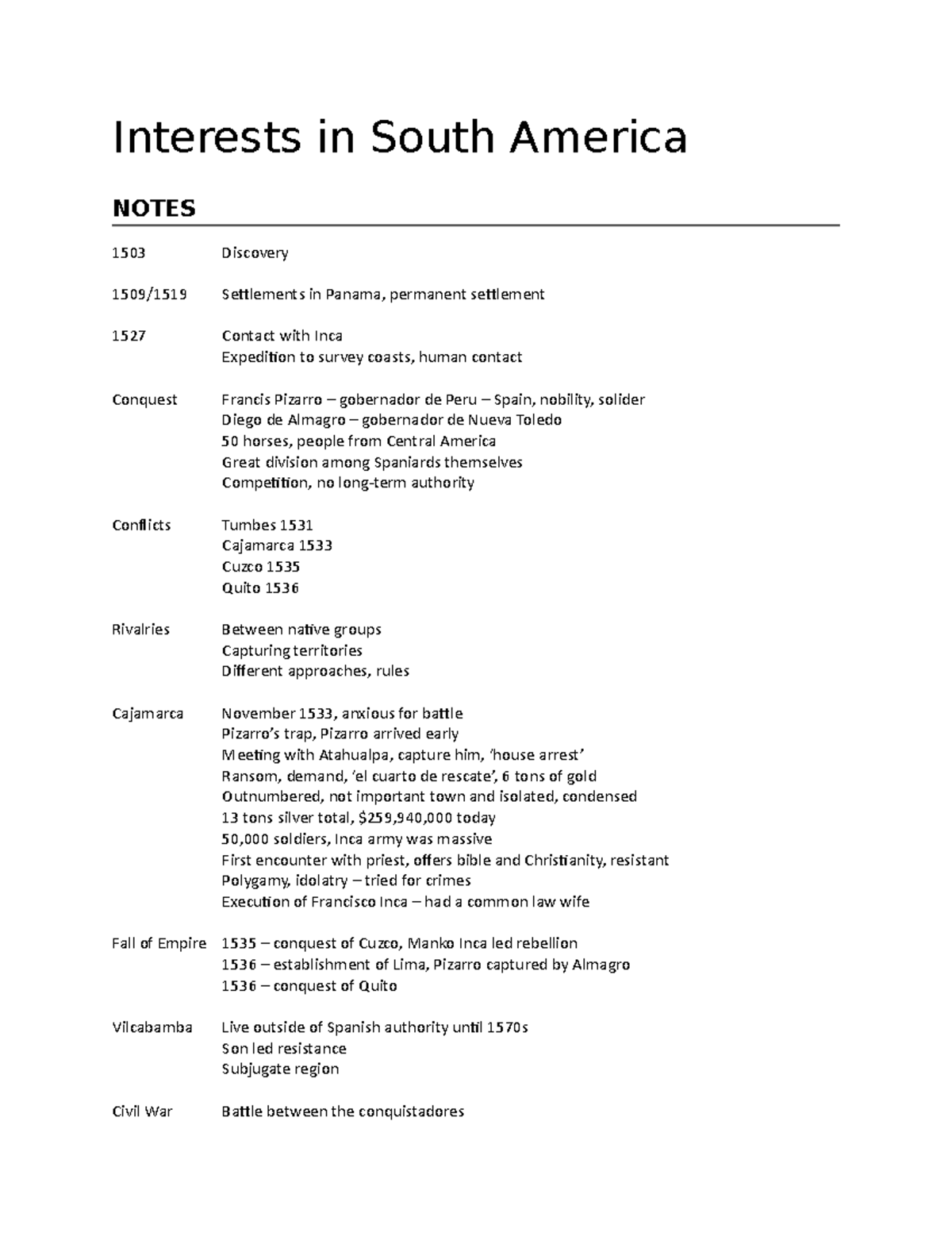 Interests in South America Foundations - Interests in South America ...