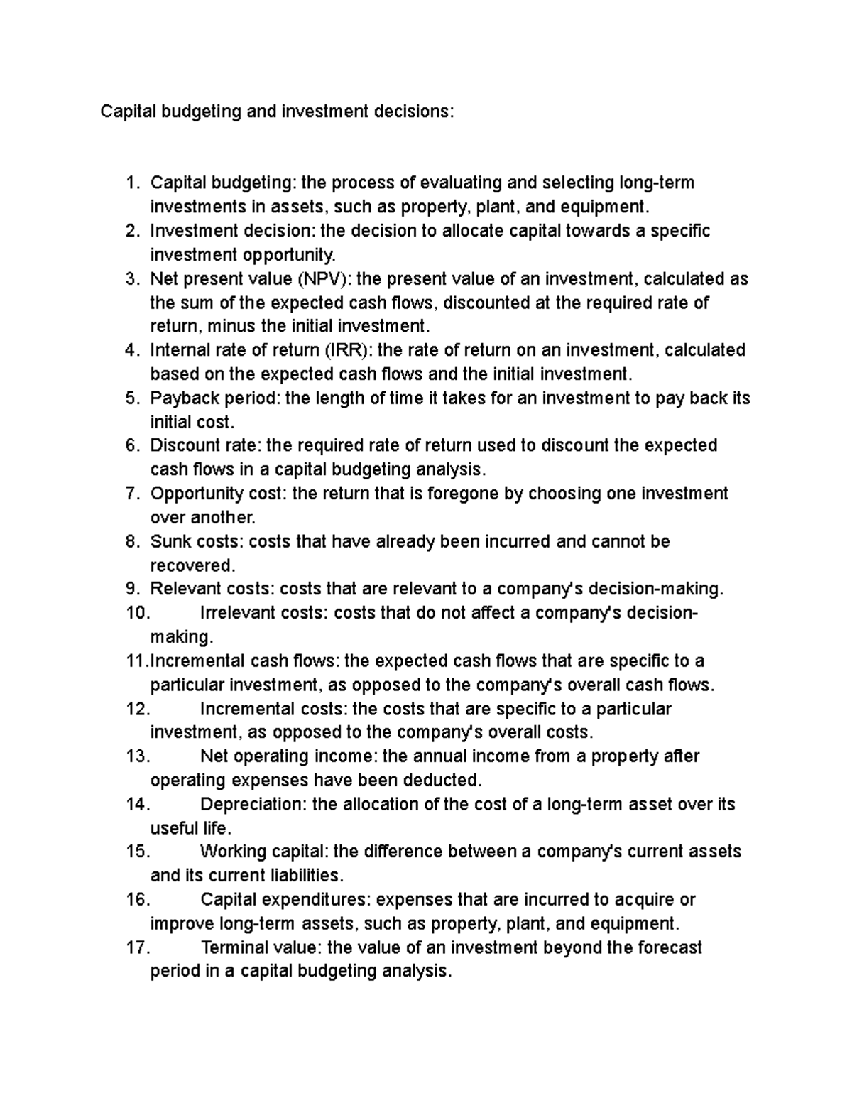 Capital budgeting and investment decisions - Capital budgeting and ...
