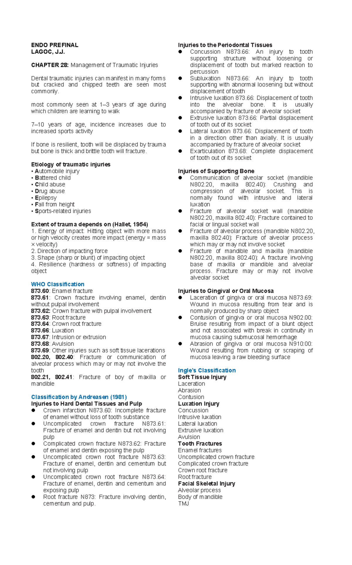 Endo Prefinal (Jescel) - ENDO PREFINAL LAGOC, J. CHAPTER 28: Management ...