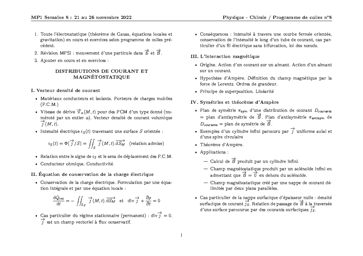 Download - Physical - MP1 Semaine 8 : 21 au 26 novembre 2022 Physique - Chimie / Programme de ...