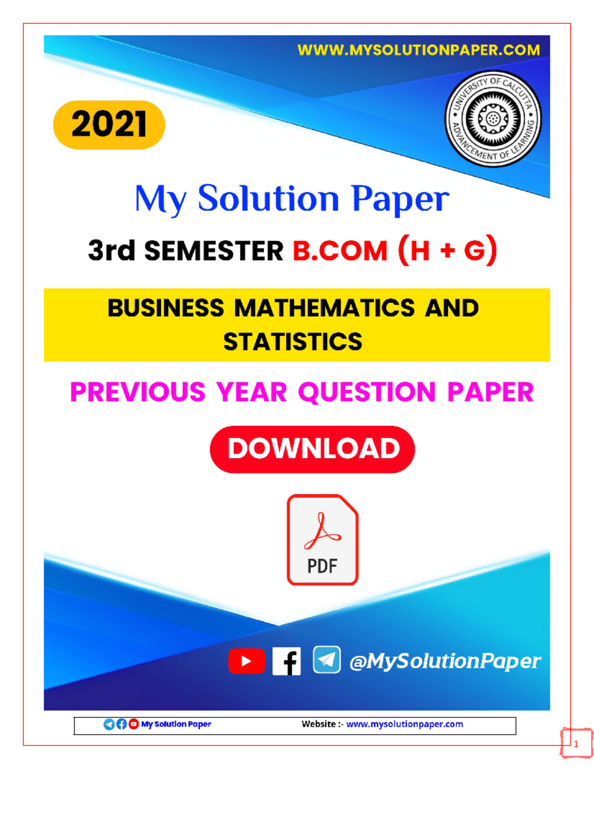 2021 math and stat - Bachelors of Commerce - My Solution PaPer Website :- mysolutionpaper Email ...