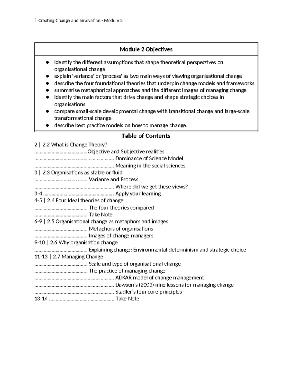 Lecture 2 Notes - Module 2 Objectives identify the different ...