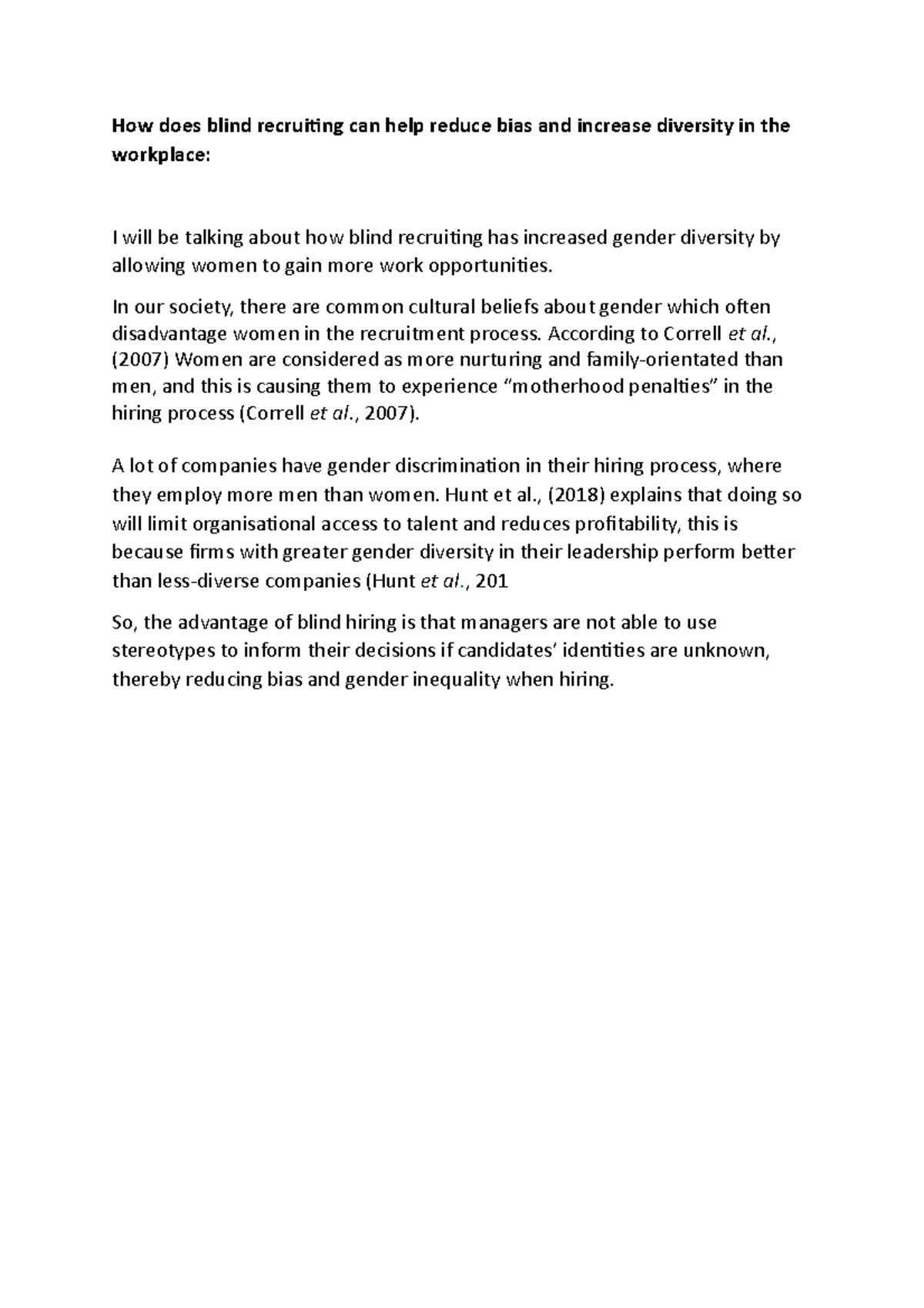Assessment and selection process notes - How does blind recruiting can ...