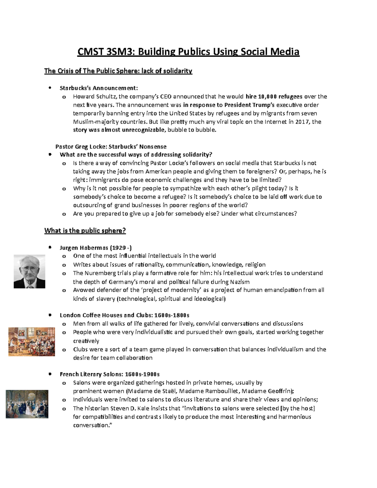 CMST 3SM3 - Lecture notes All Lectures - CMST 3SM3: Building Publics ...