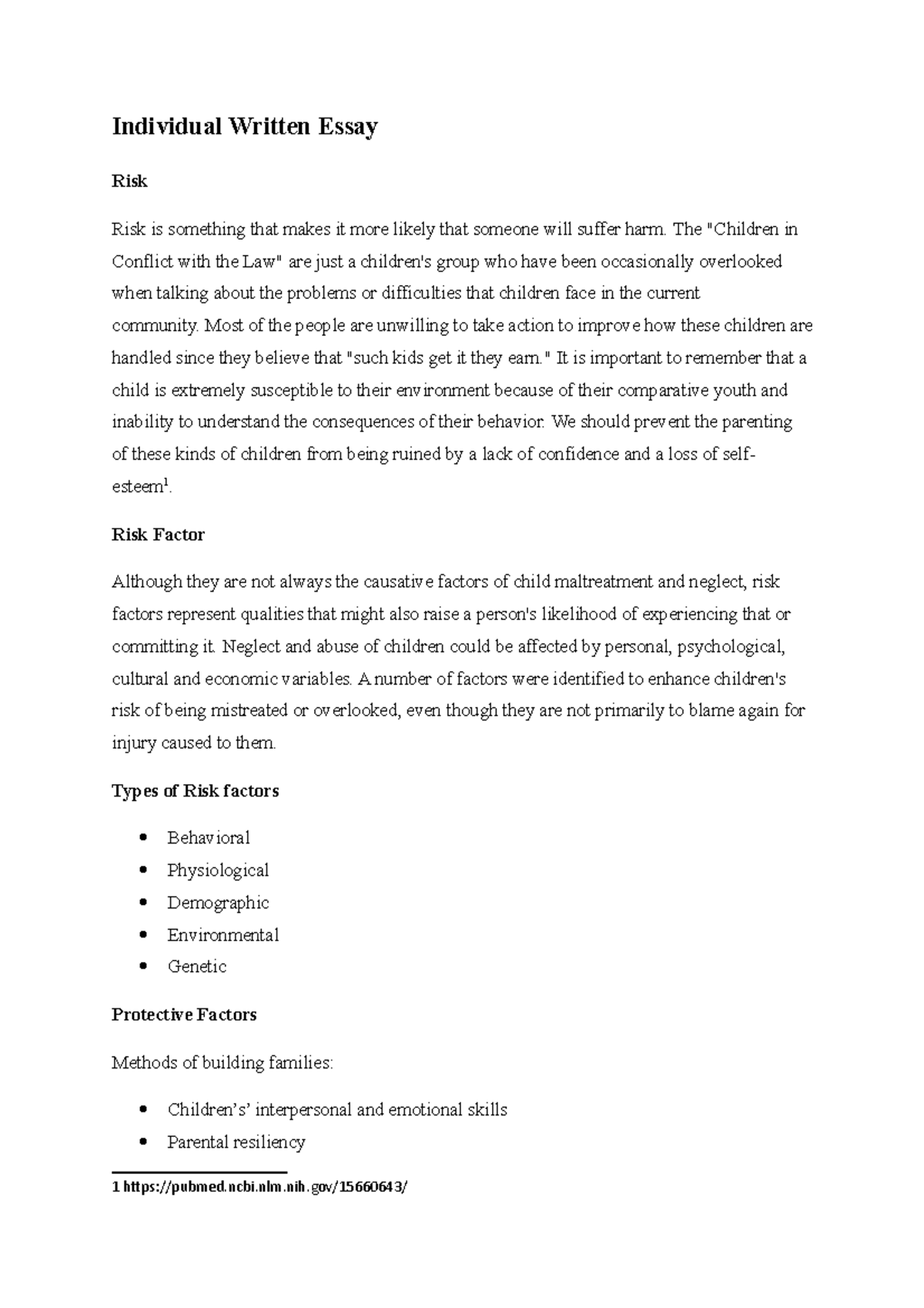 Task 2287 Individual Written Essay - Individual Written Essay Risk Risk ...