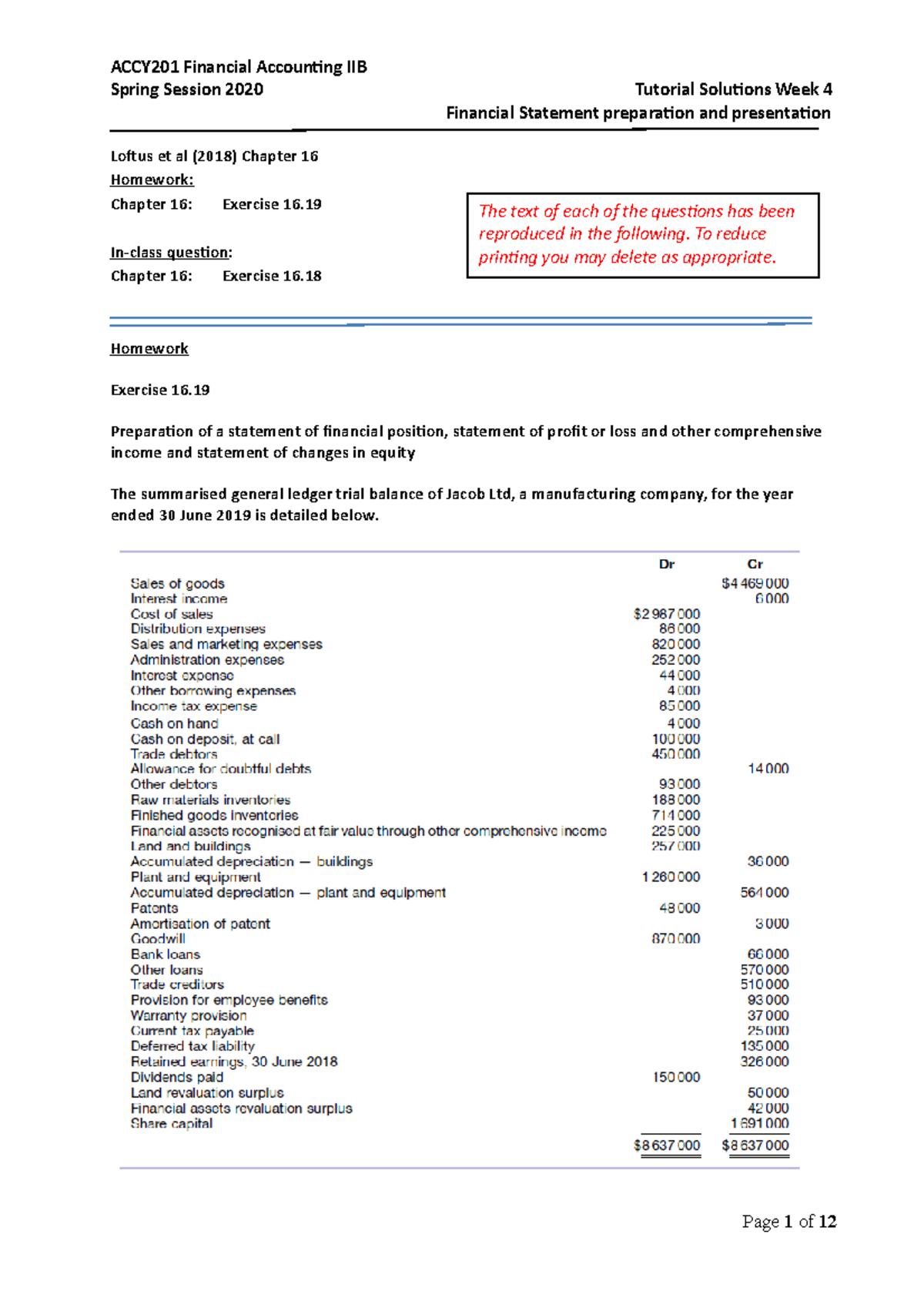 ACCY201 Week 4 Tutorial Solutions - Spring Session 2020 Tutorial ...