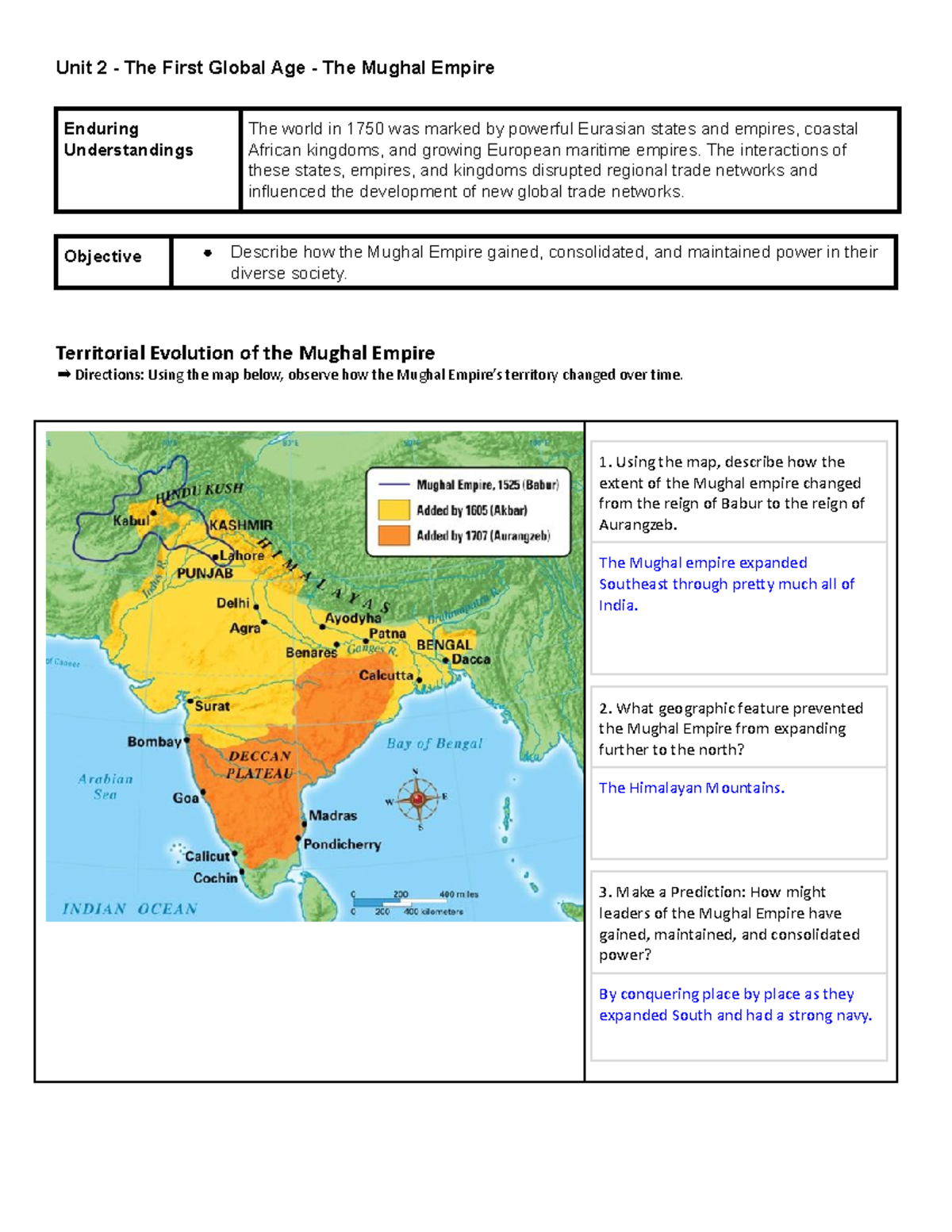 Mughal Empire - Academic - Unit 2 - The First Global Age - The Mughal ...