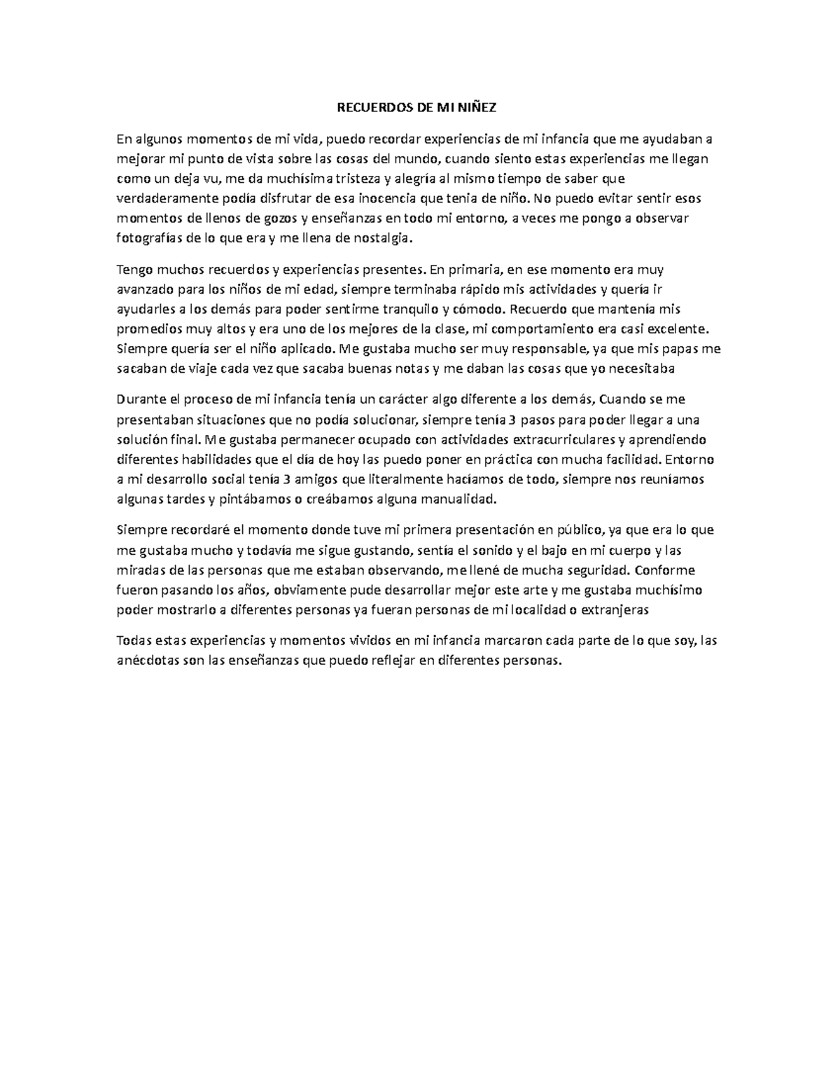 Recuerdos DE MI Niñez - RECUERDOS DE MI NIÑEZ En algunos momentos de mi ...