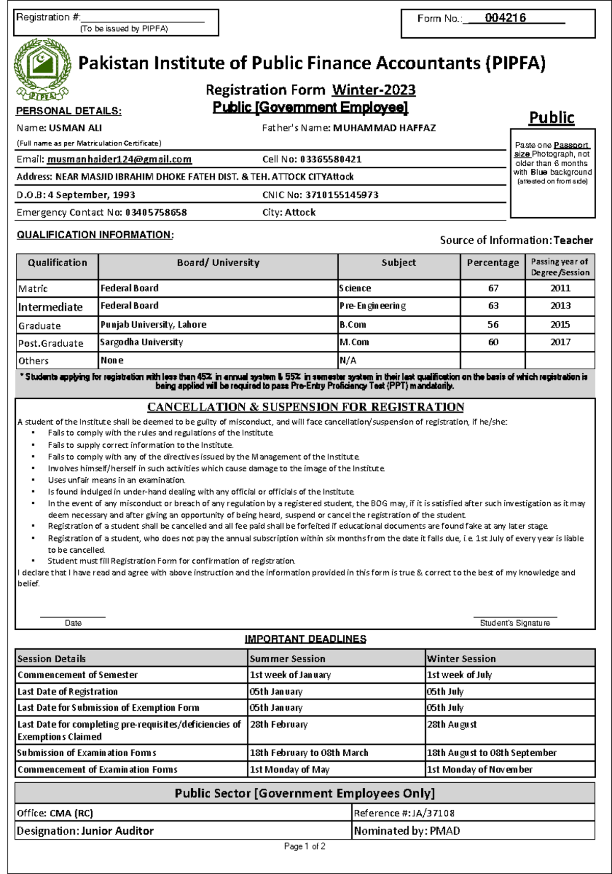 Admission - cxcx - Pakistan Institute of Public Finance Accountants ...