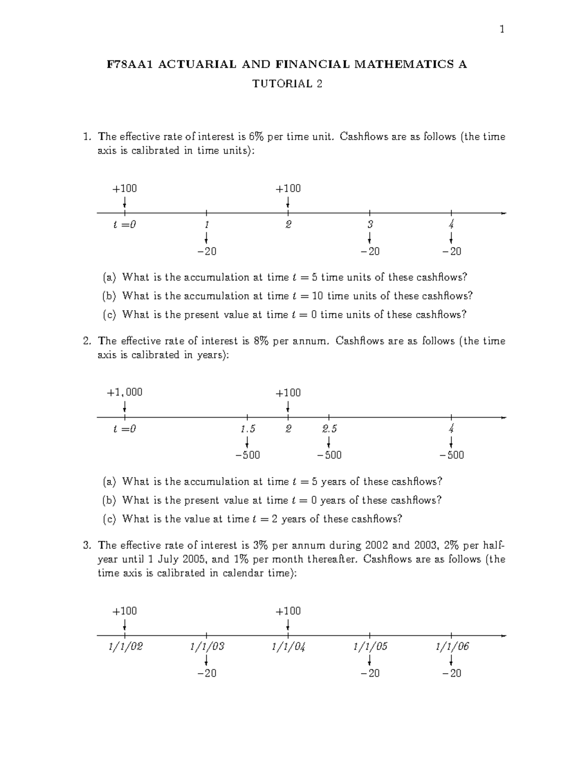 Tut2 08 - Actuarial and Financial Mathematics A Tutorial 2 - 1 F78AA1 ...