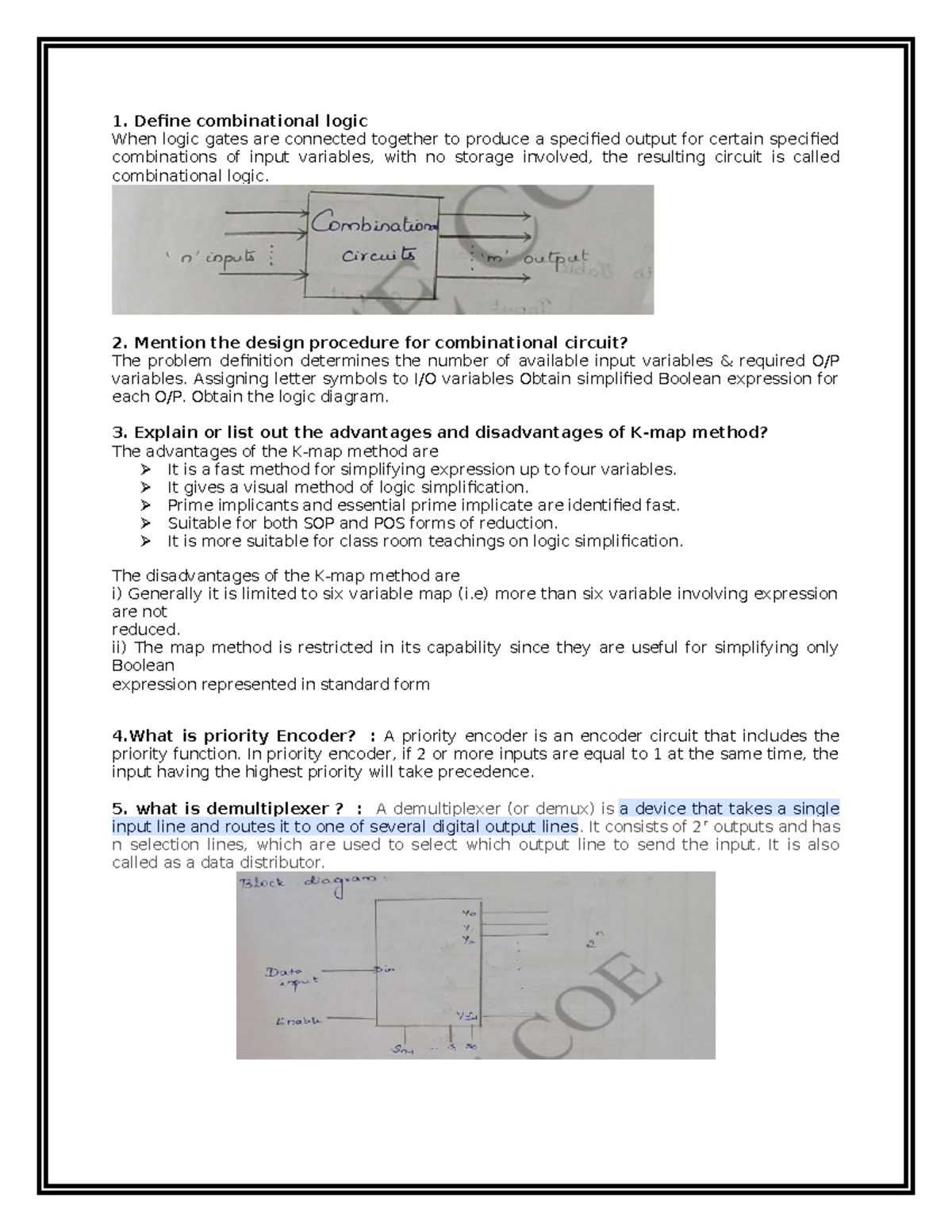 Ak dpco ut1 - nice - Define combinational logic When logic gates are ...