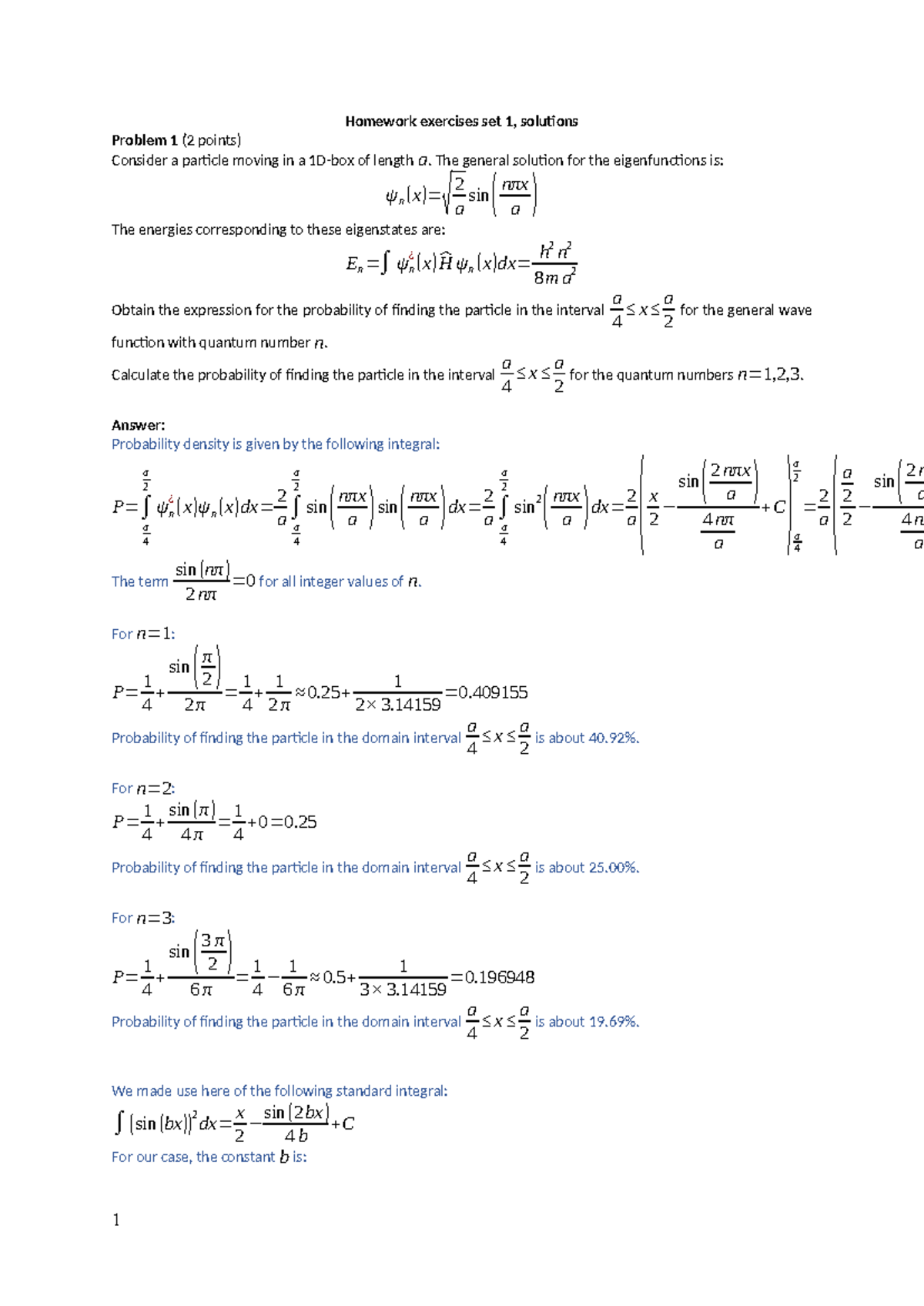 Homework 1 2024 solutions - Homework exercises set 1, solutions Problem ...