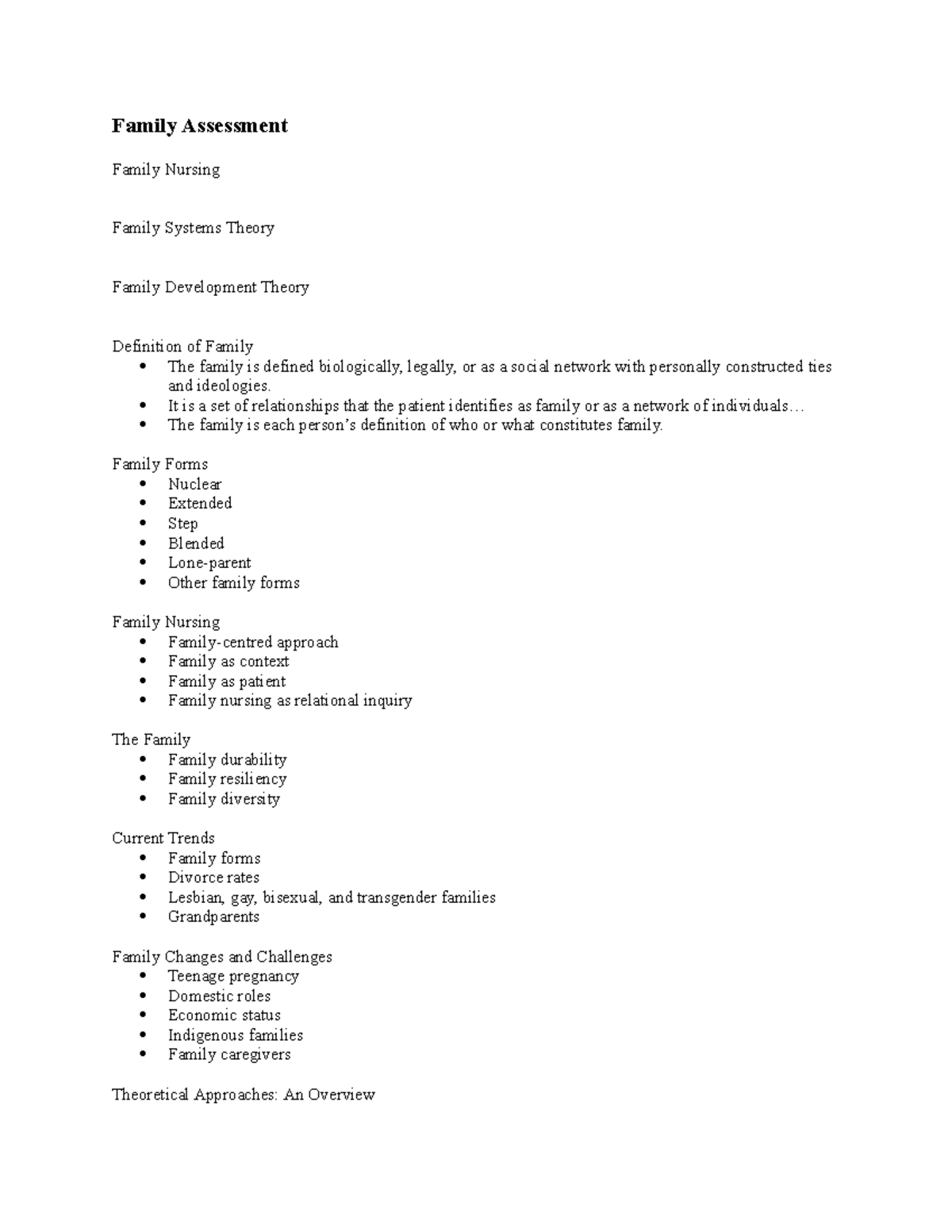 Family Assessment F20 - summary - Family Assessment Family Nursing ...