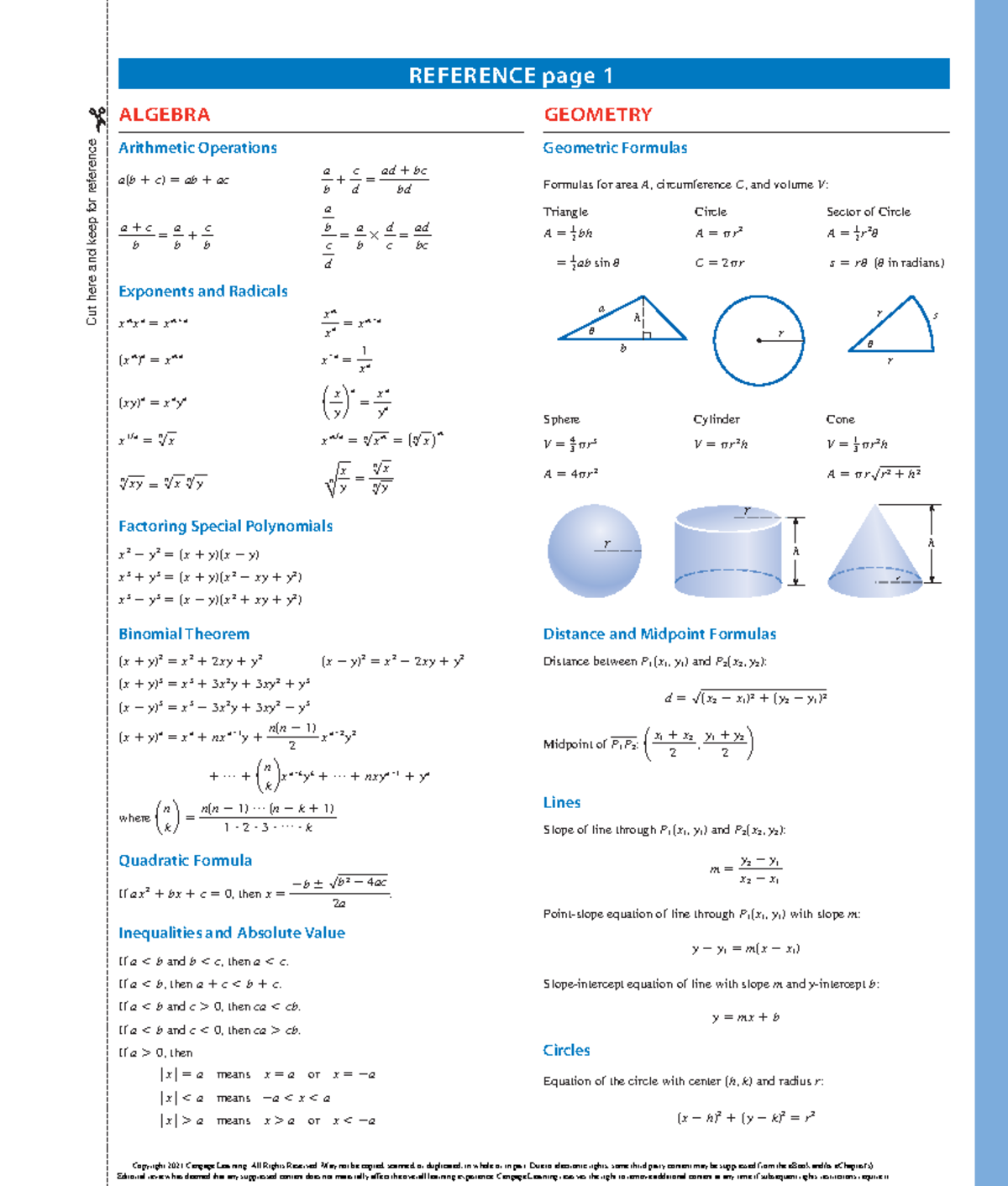 Resumo-calculo - Resumo - Cut here and keep for reference GEOMETRY ...