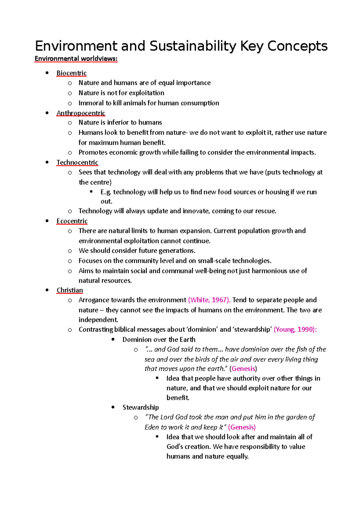E&S Revision notes - Environment and Sustainability Key Concepts ...
